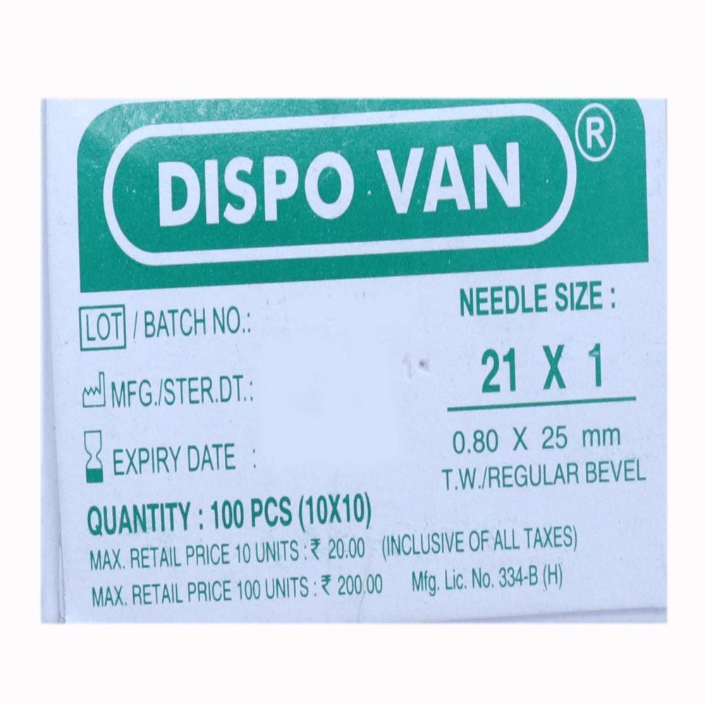 Needle No 21X1 Dispovan 100'S (Hmd) Price, Uses, Side Effects ...