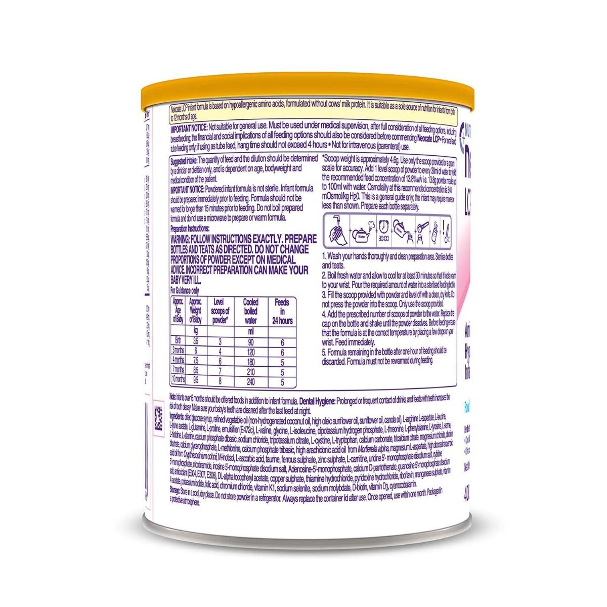 Nutrica Neocate LCP Infant Formula Powder for 0 to 12 Months Baby, 400 ...