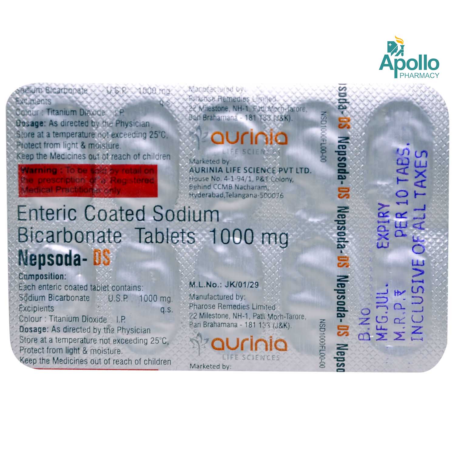 Nepsoda-Ds 1000mg Tablet 10's Price, Uses, Side Effects, Composition ...