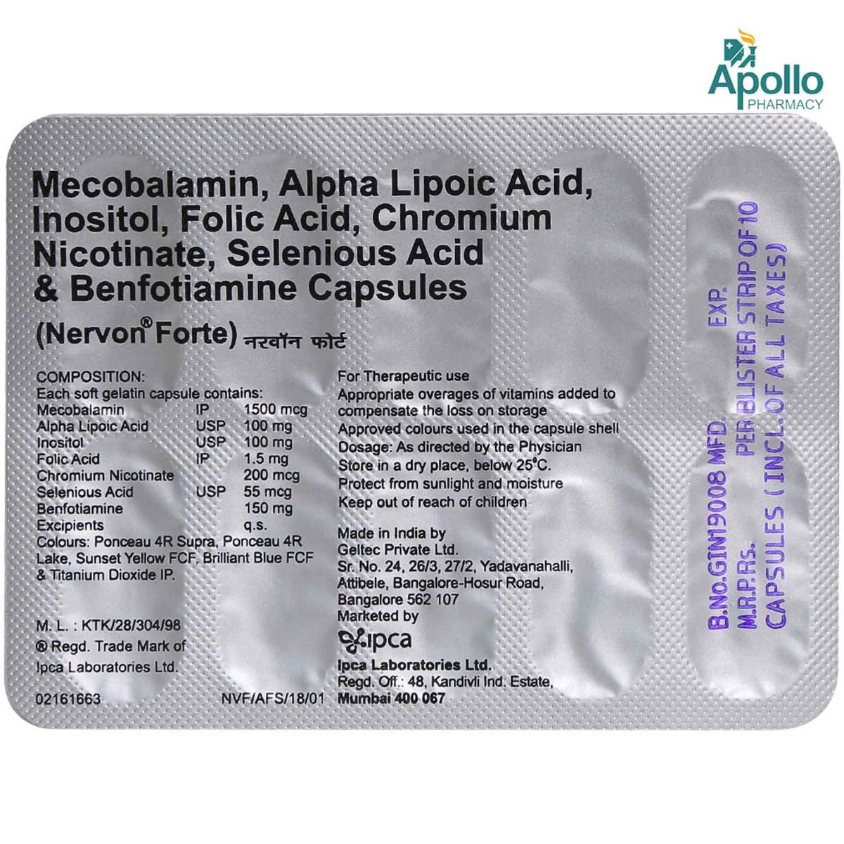 Nervon Forte Capsule 10's Price, Uses, Side Effects, Composition ...