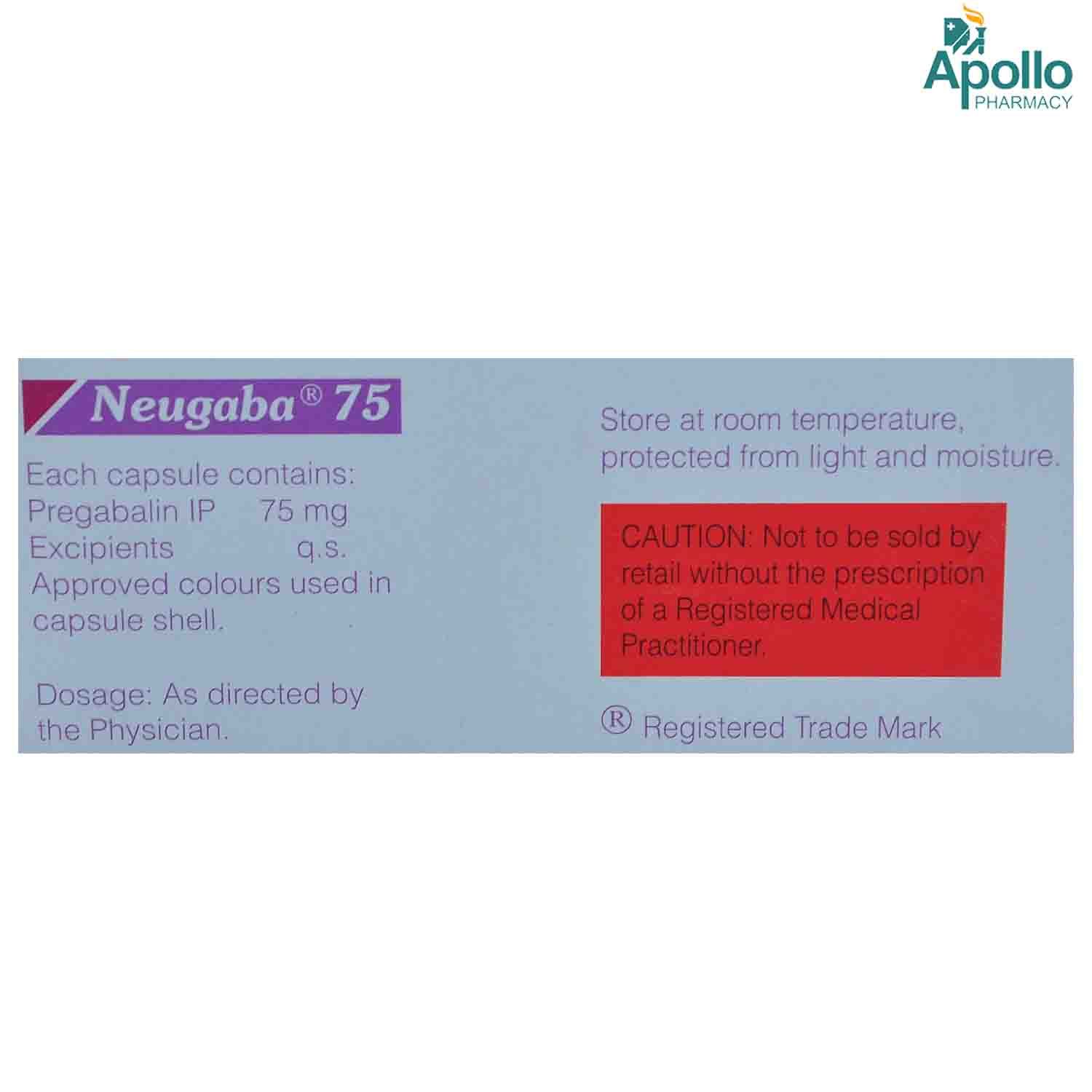 Neugaba 75 Capsule 10's Price, Uses, Side Effects, Composition - Apollo ...