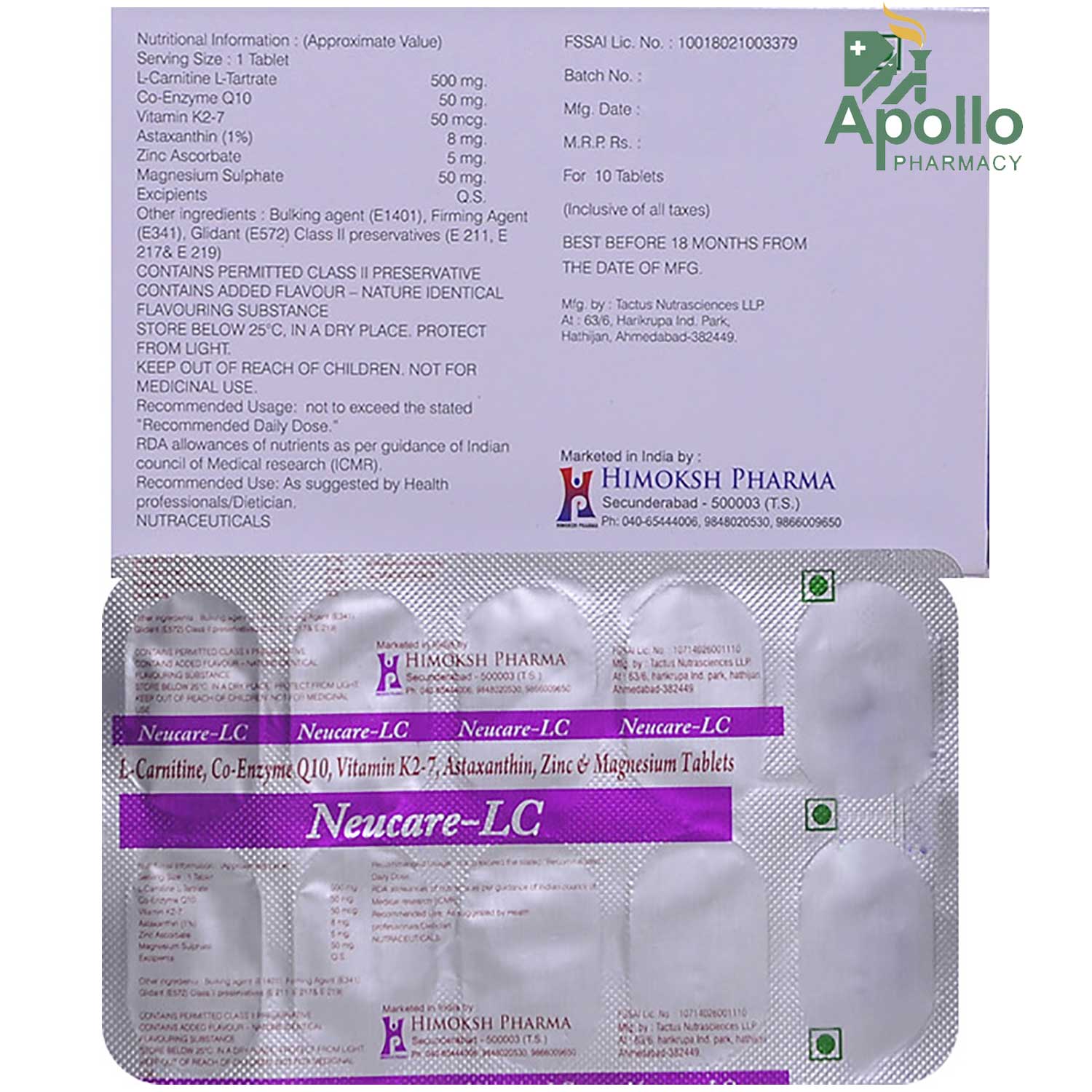 Neucare LC Tablet 10's Price, Uses, Side Effects, Composition - Apollo ...