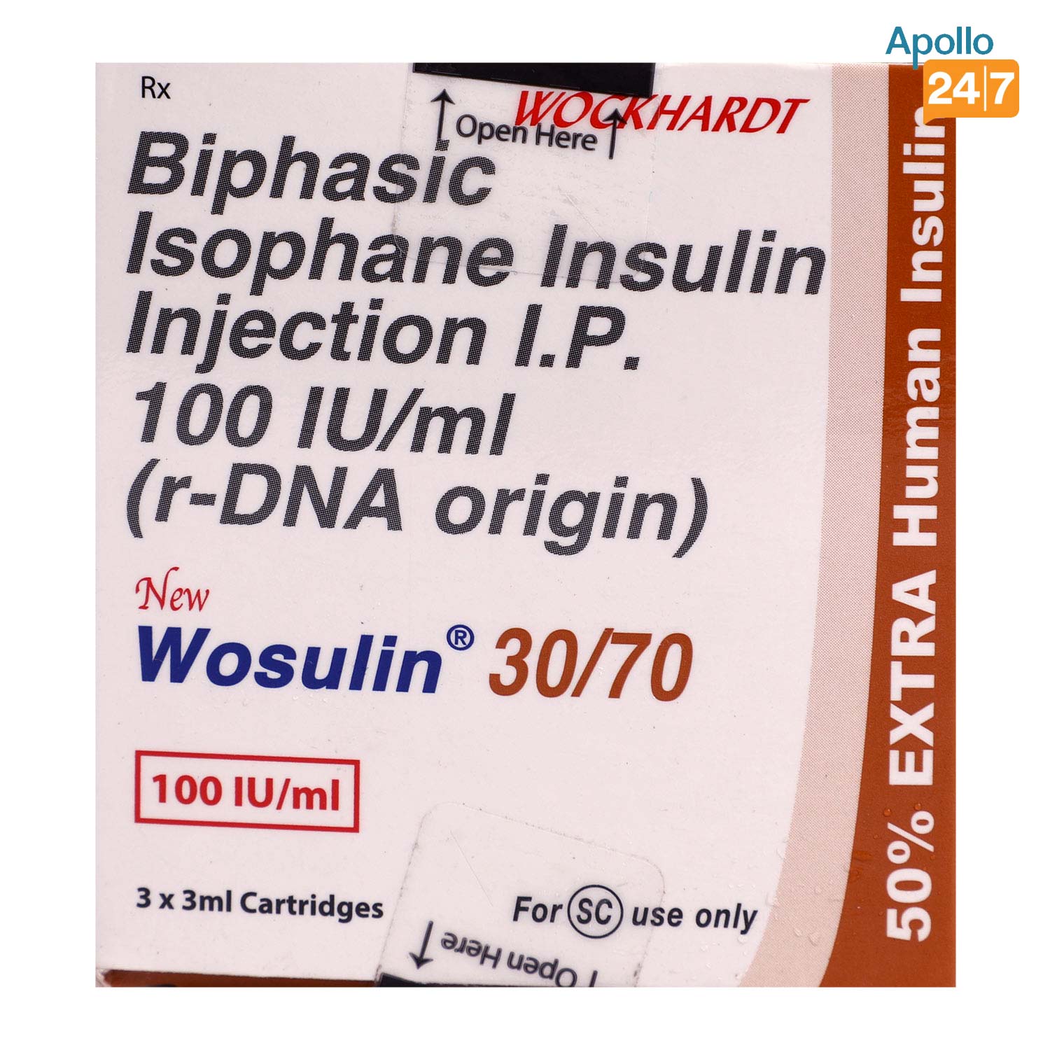 New Wosulin 30/70 100IU/ml Cartridge 3 x 3 ml Price, Uses, Side Effects ...