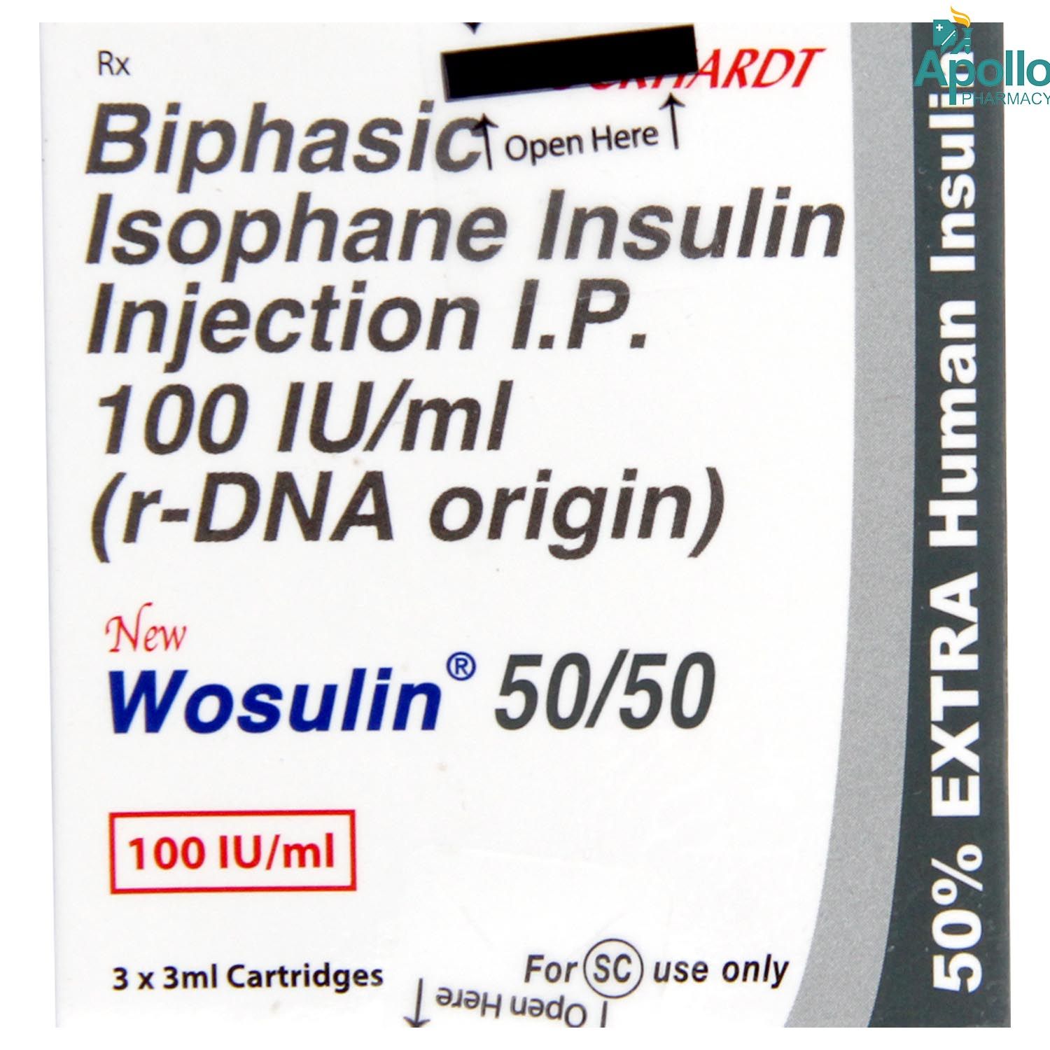 New Wosulin 50/50 100IU Injection 3 ml Price, Uses, Side Effects ...