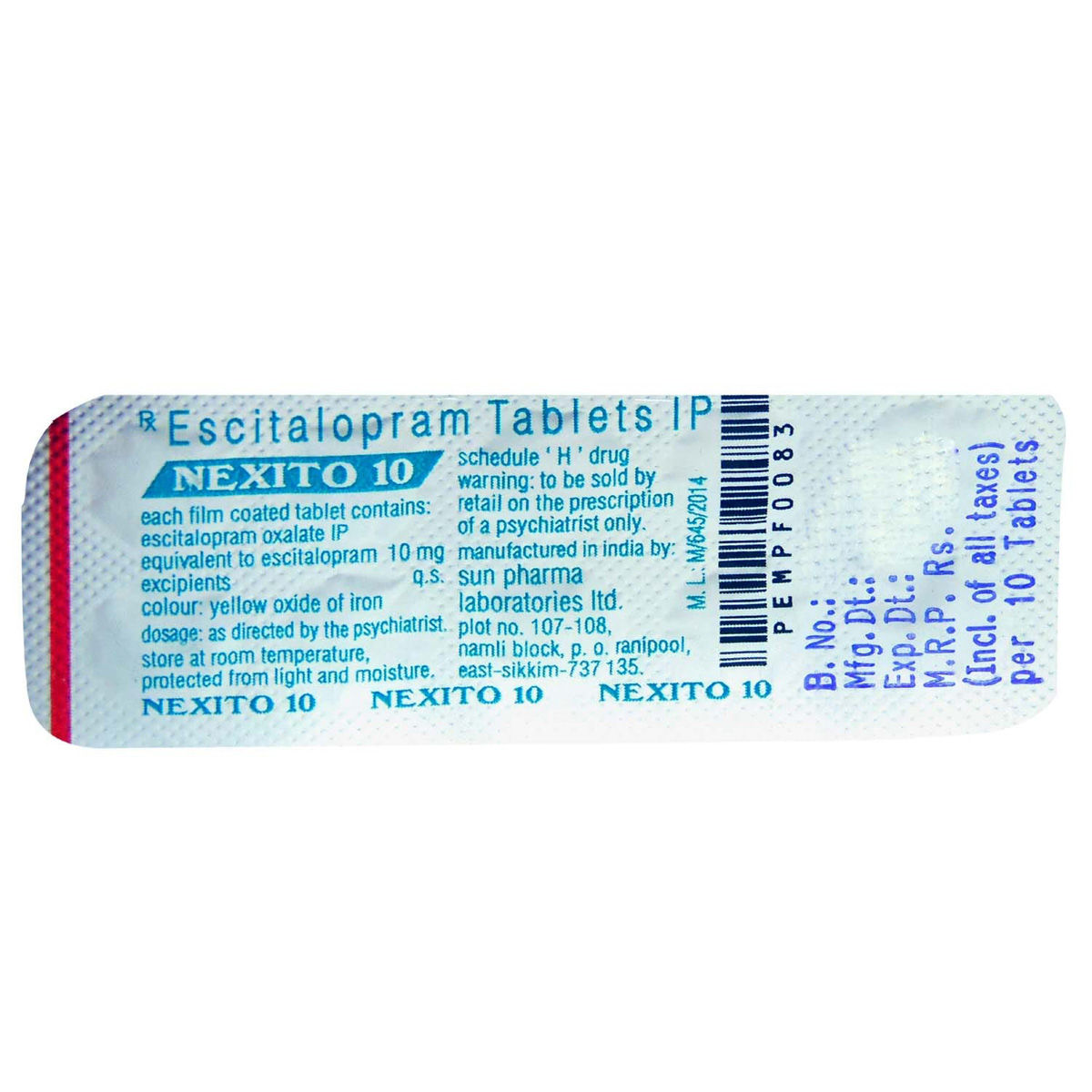 Nexito Tablet 10's Price, Uses, Side Effects, Composition - Apollo Pharmacy