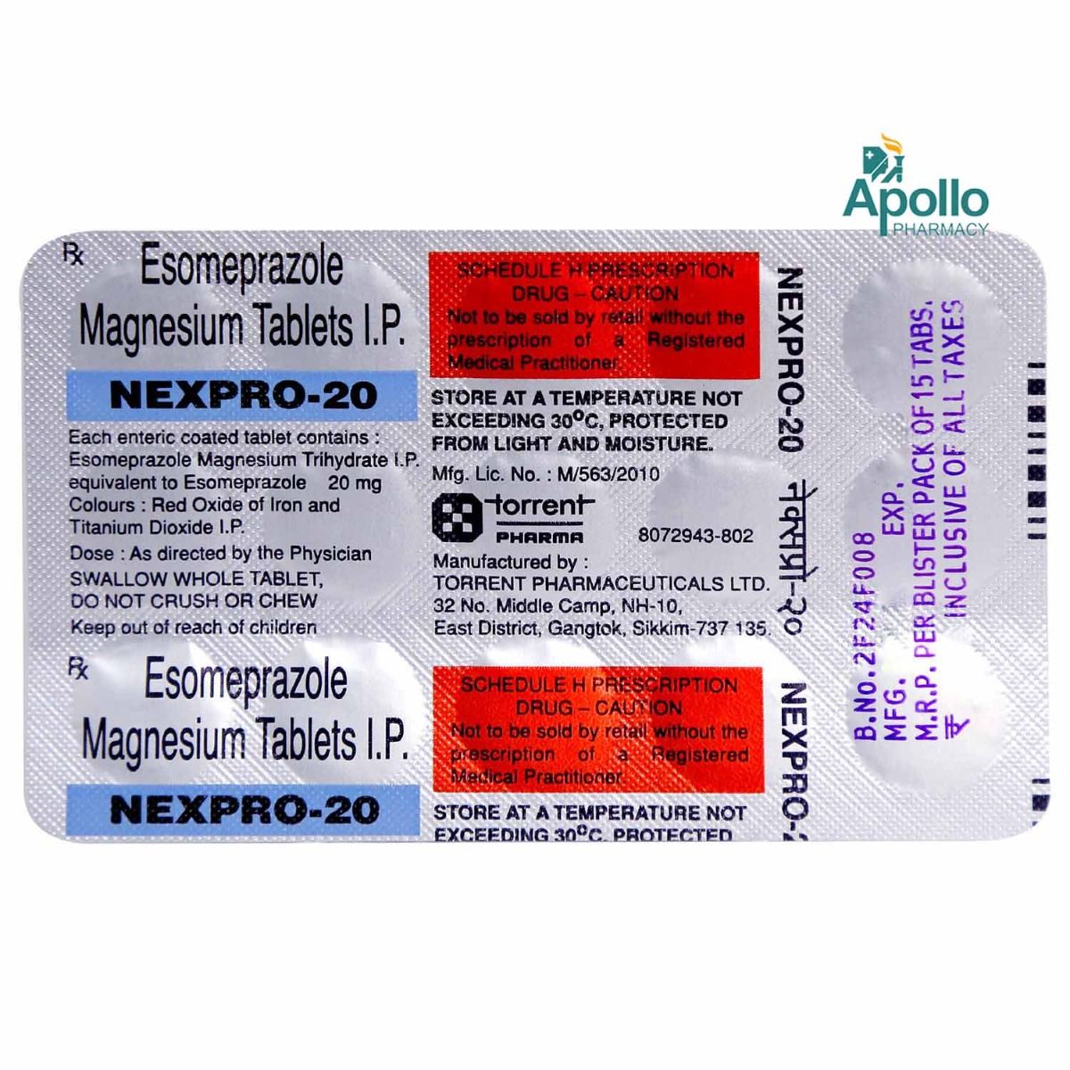 Nexpro-20 Tablet 15's Price, Uses, Side Effects, Composition - Apollo ...