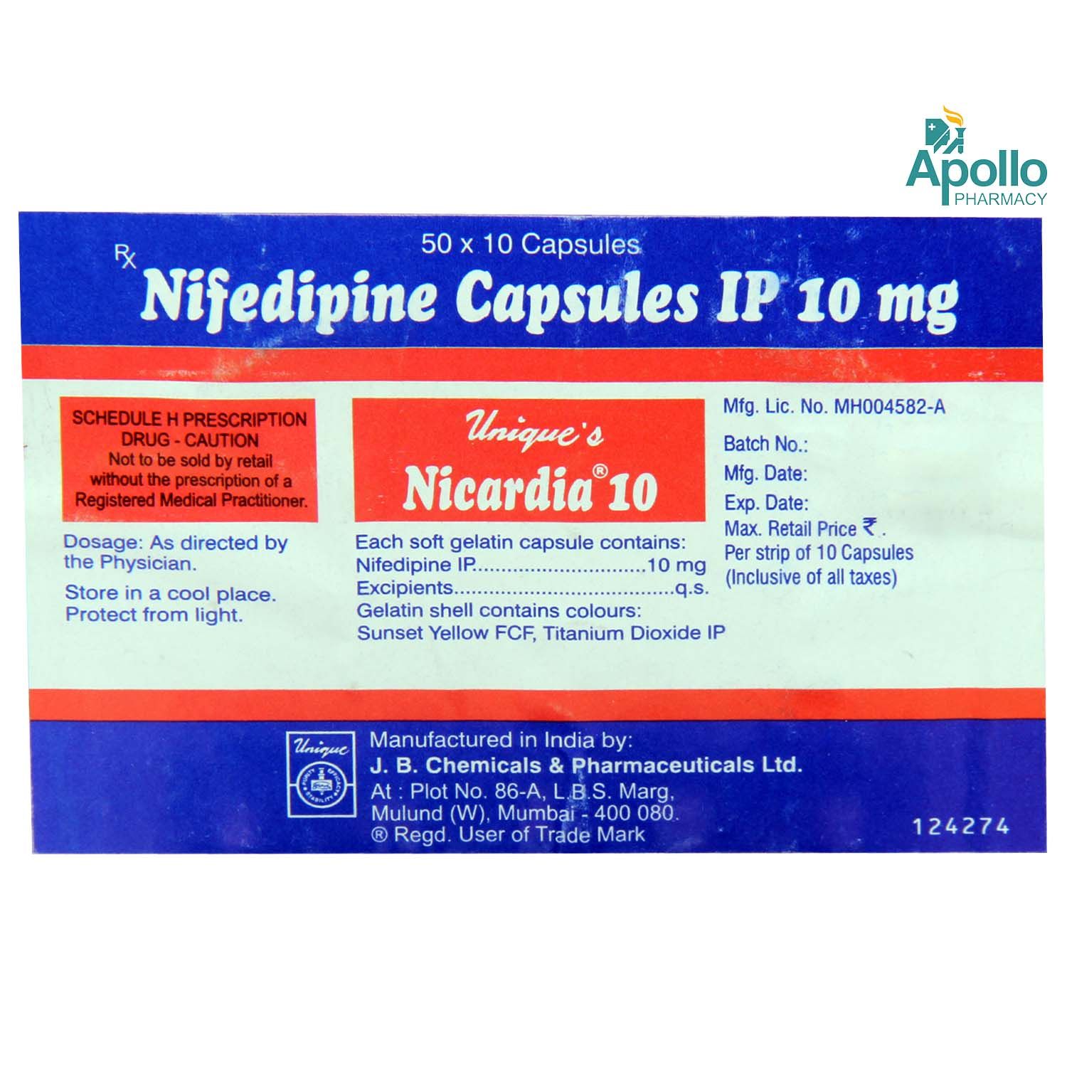 Nicardia 10mg Capsule 10's Price, Uses, Side Effects, Composition ...