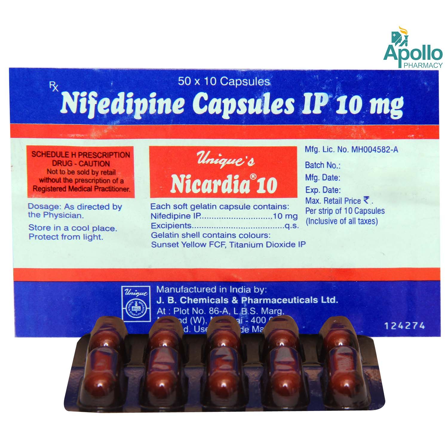 Nicardia 10mg Capsule 10's Price, Uses, Side Effects, Composition ...