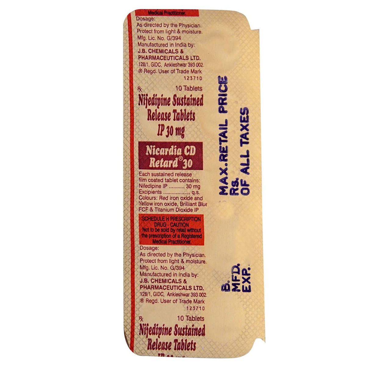 Nicardia CD Retard 30 Tablet 10's Price, Uses, Side Effects ...