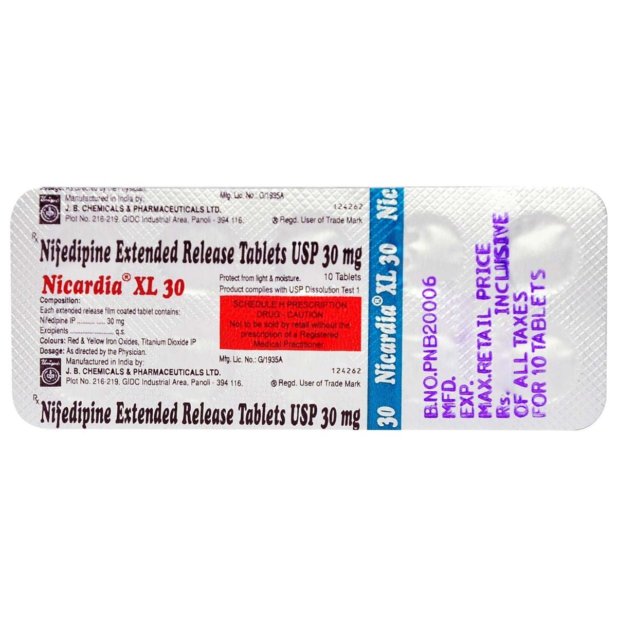 Nicardia XL 30 Tablet 10's Price, Uses, Side Effects, Composition ...