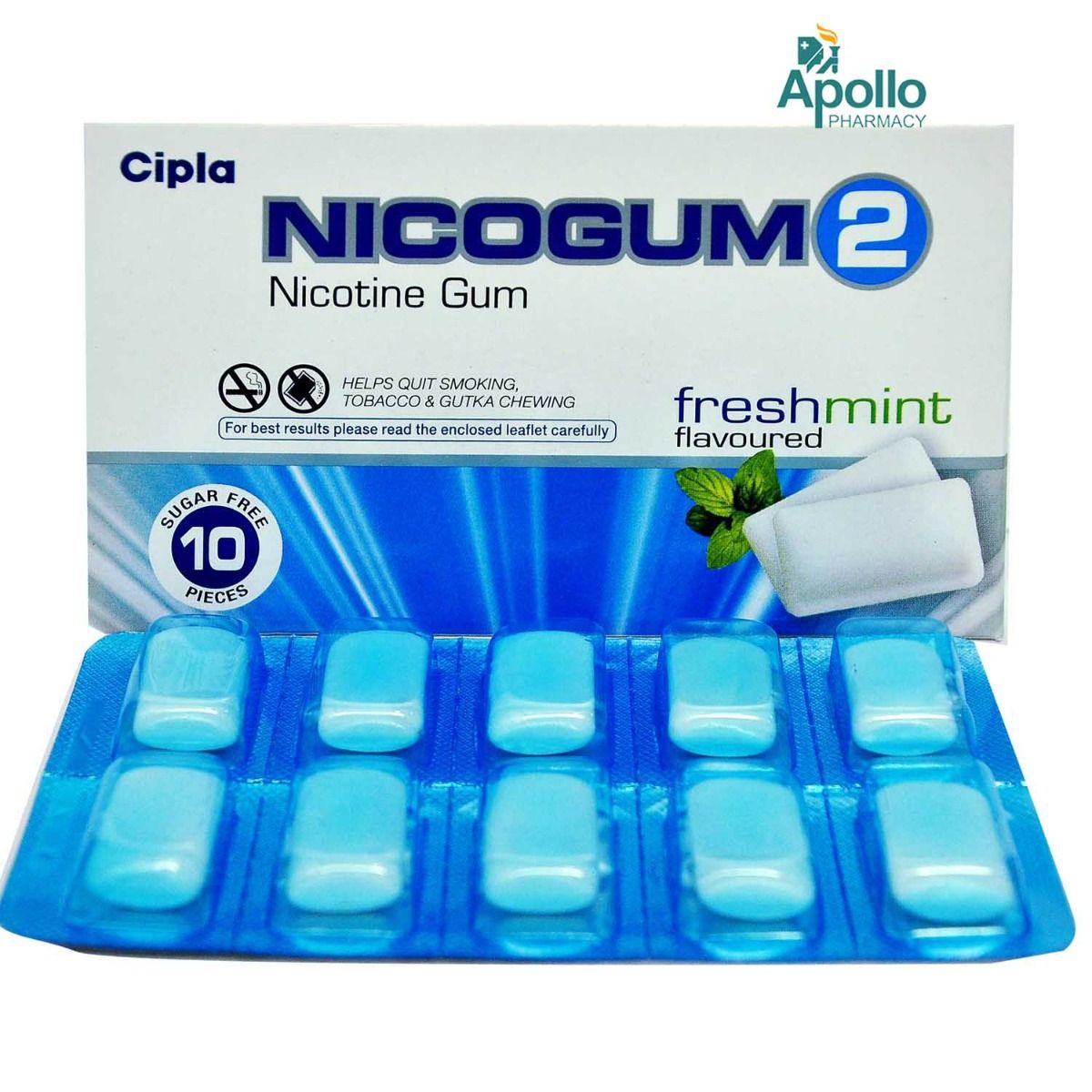 Nicogum 2 mg Freshmint Suga Free Nicotine Gum 10's Price, Uses, Side ...