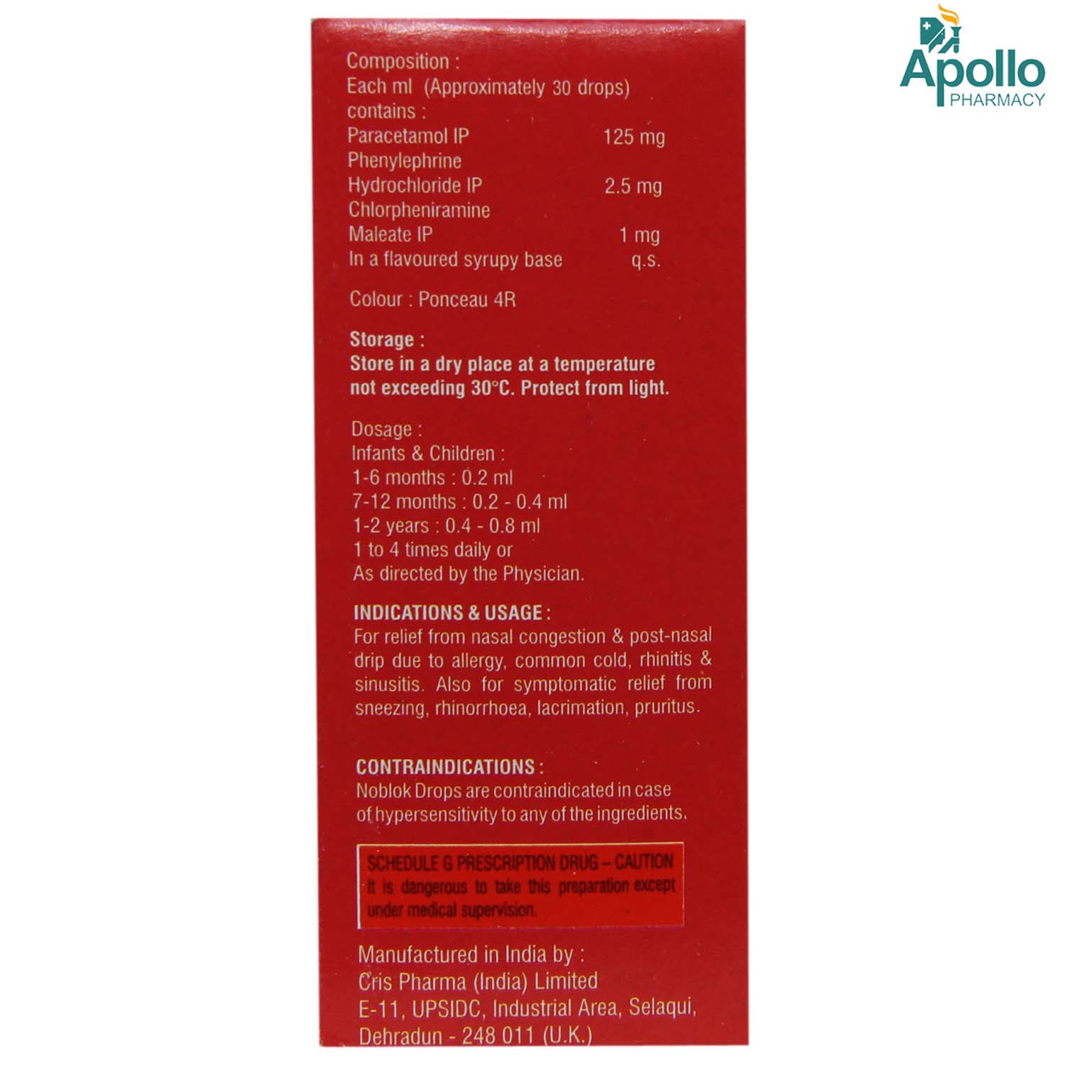 NOBLOK DROPS 15ML Price, Uses, Side Effects, Composition - Apollo Pharmacy