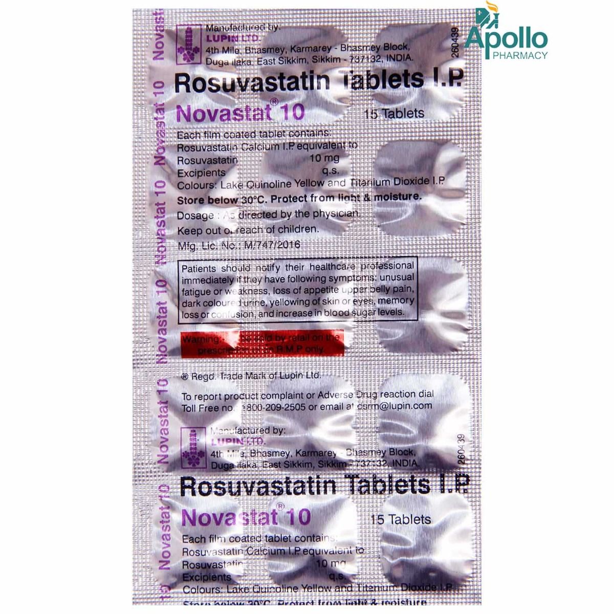 Novastat 10 Tablet 15's Price, Uses, Side Effects, Composition - Apollo ...
