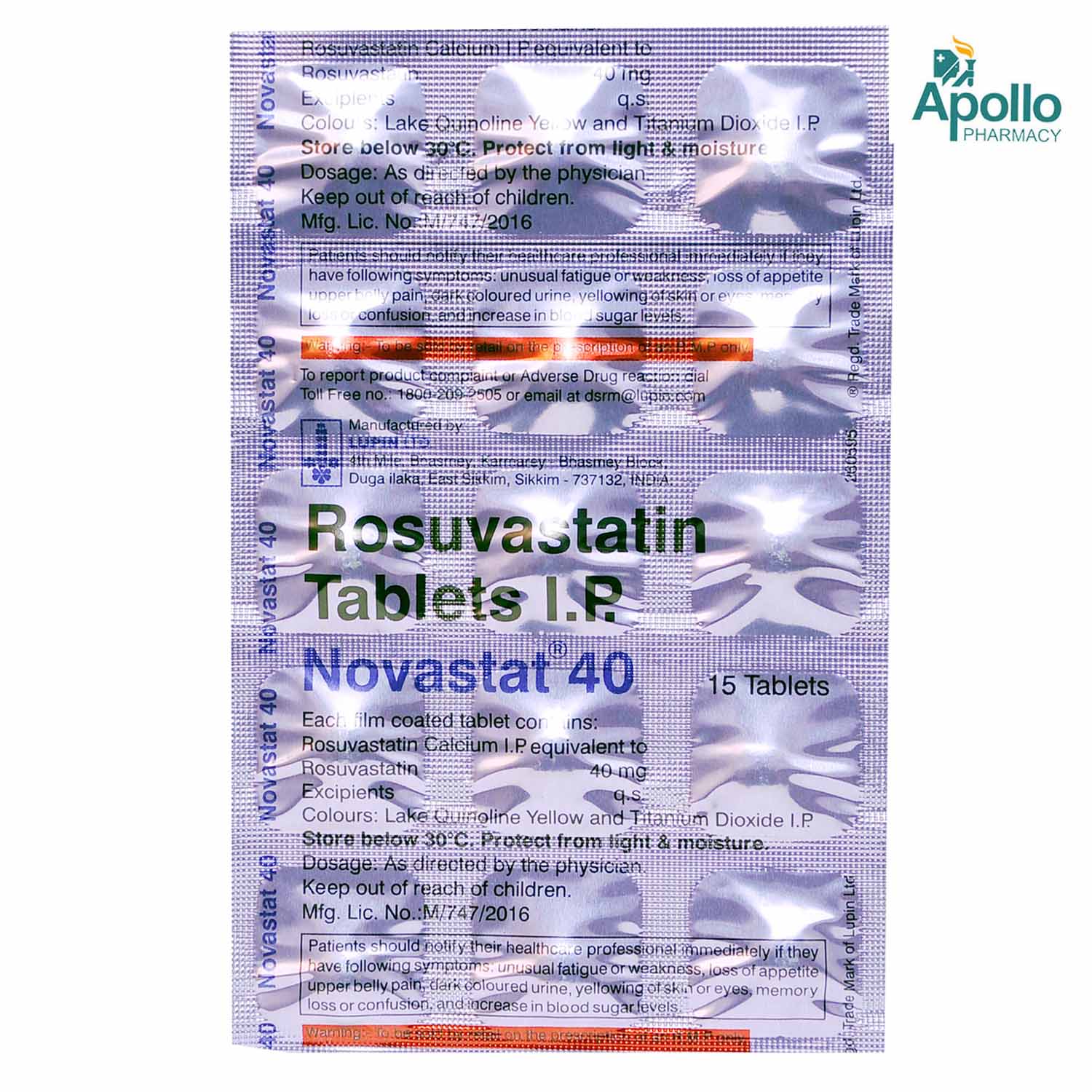 Novastat 40 Tablet 15's Price, Uses, Side Effects, Composition - Apollo ...