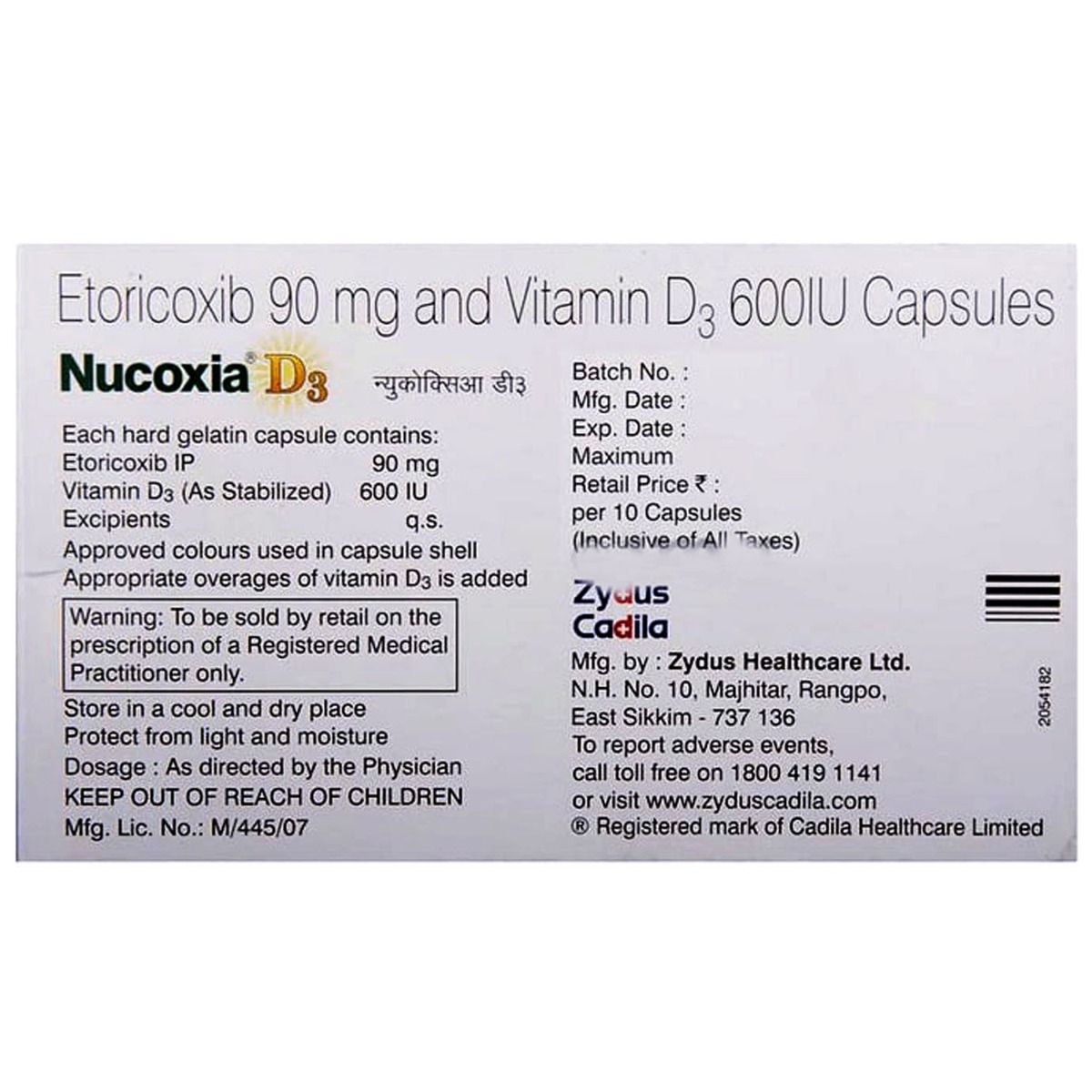 Nucoxia D3 Capsule 10's Price, Uses, Side Effects, Composition - Apollo ...