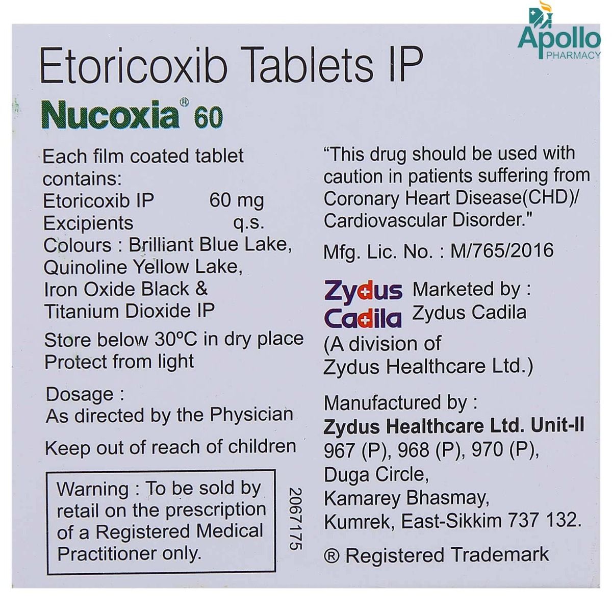 Nucoxia 60 Tablet 15's Price, Uses, Side Effects, Composition - Apollo ...