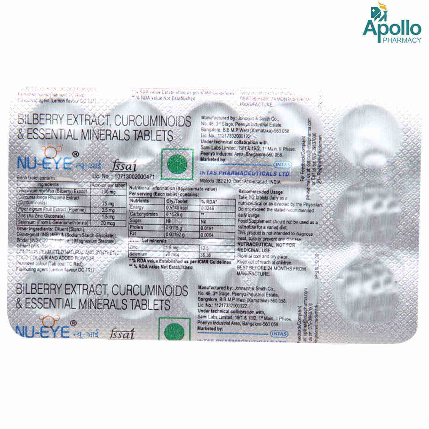 NU-Eye Tablet 15's Price, Uses, Side Effects, Composition - Apollo Pharmacy