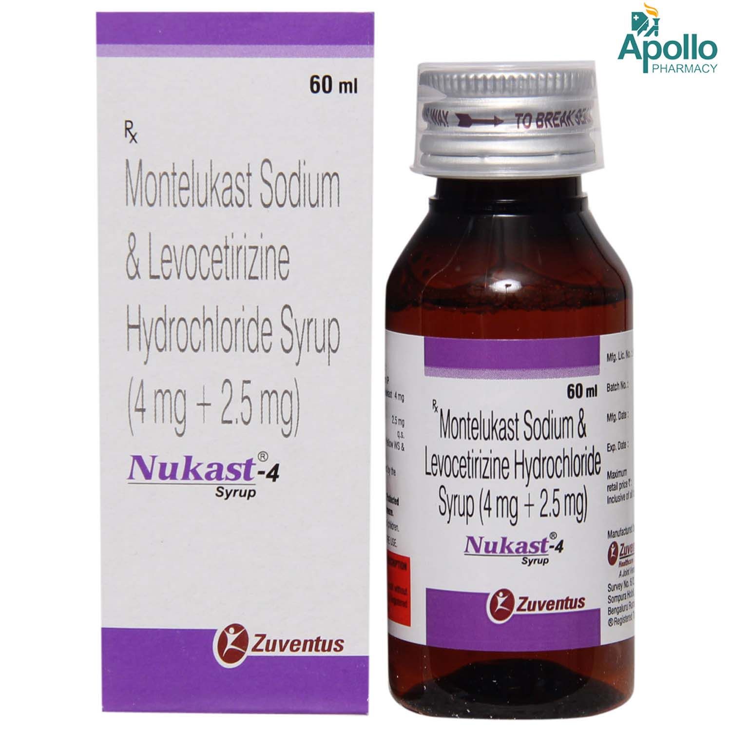 Nukast-4 Syrup 60 ml Price, Uses, Side Effects, Composition - Apollo ...
