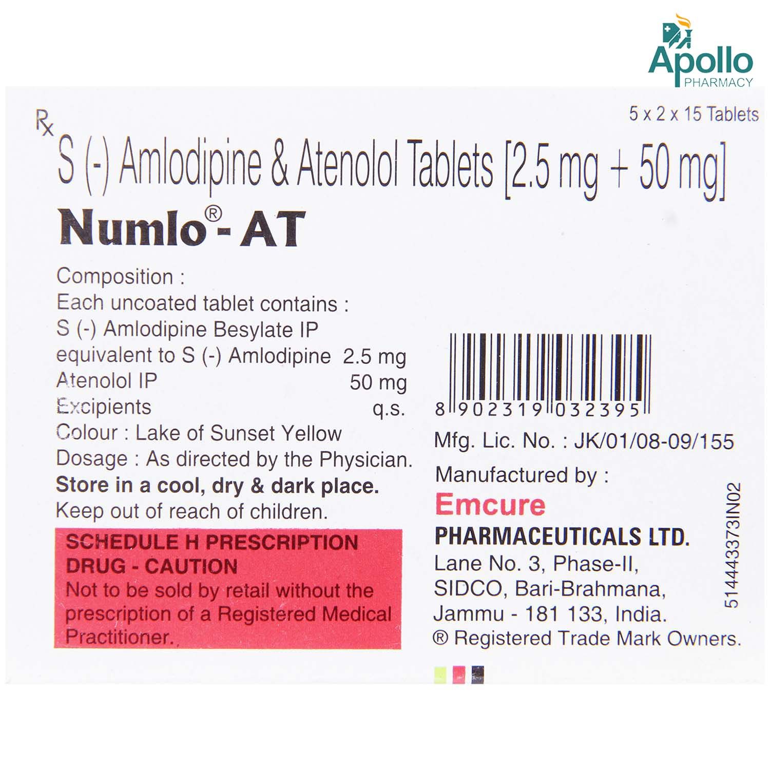 NUMLO AT 2.5MG TABLET 15'S Price, Uses, Side Effects, Composition ...