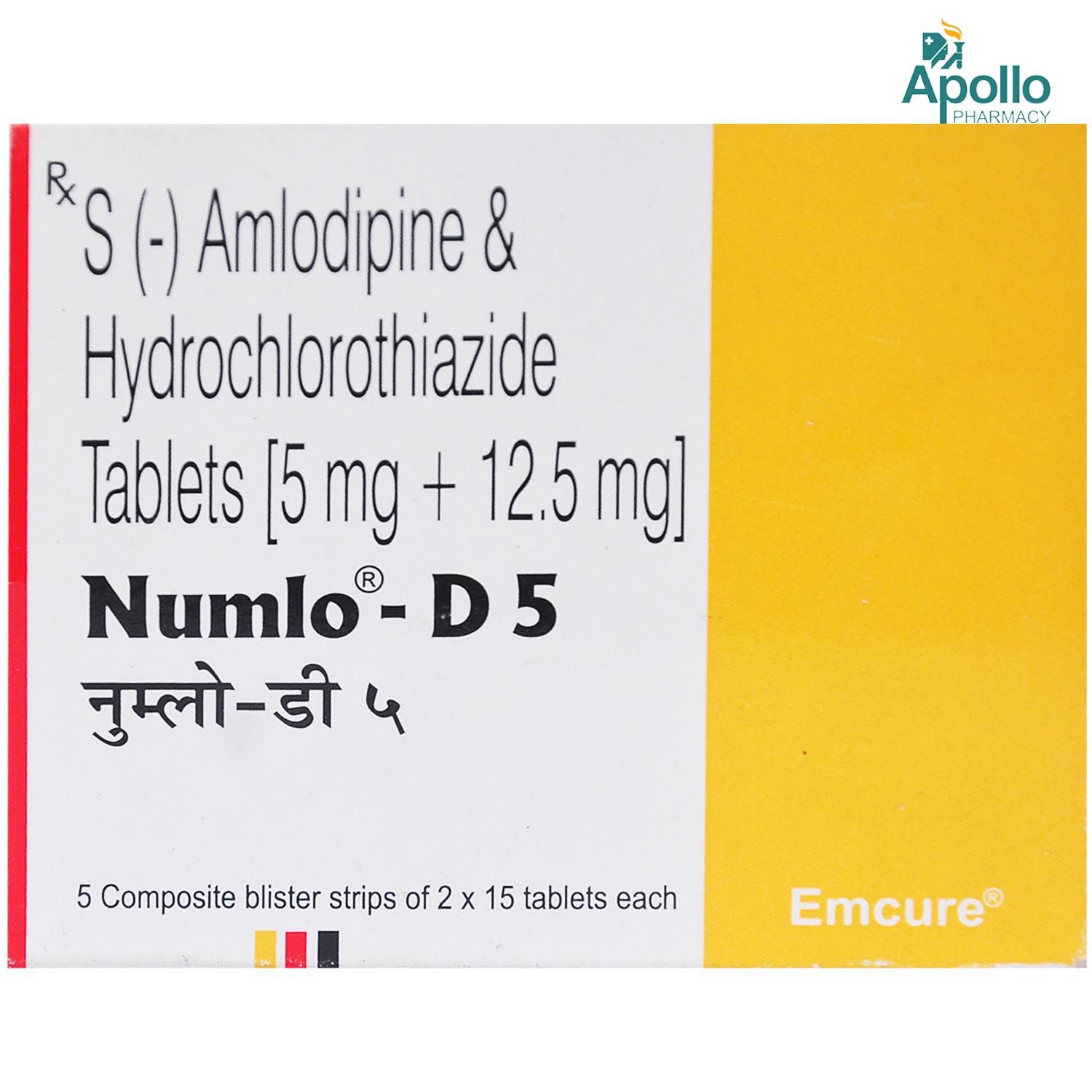 Numlo-D 5mg Tablet 15's Price, Uses, Side Effects, Composition - Apollo ...