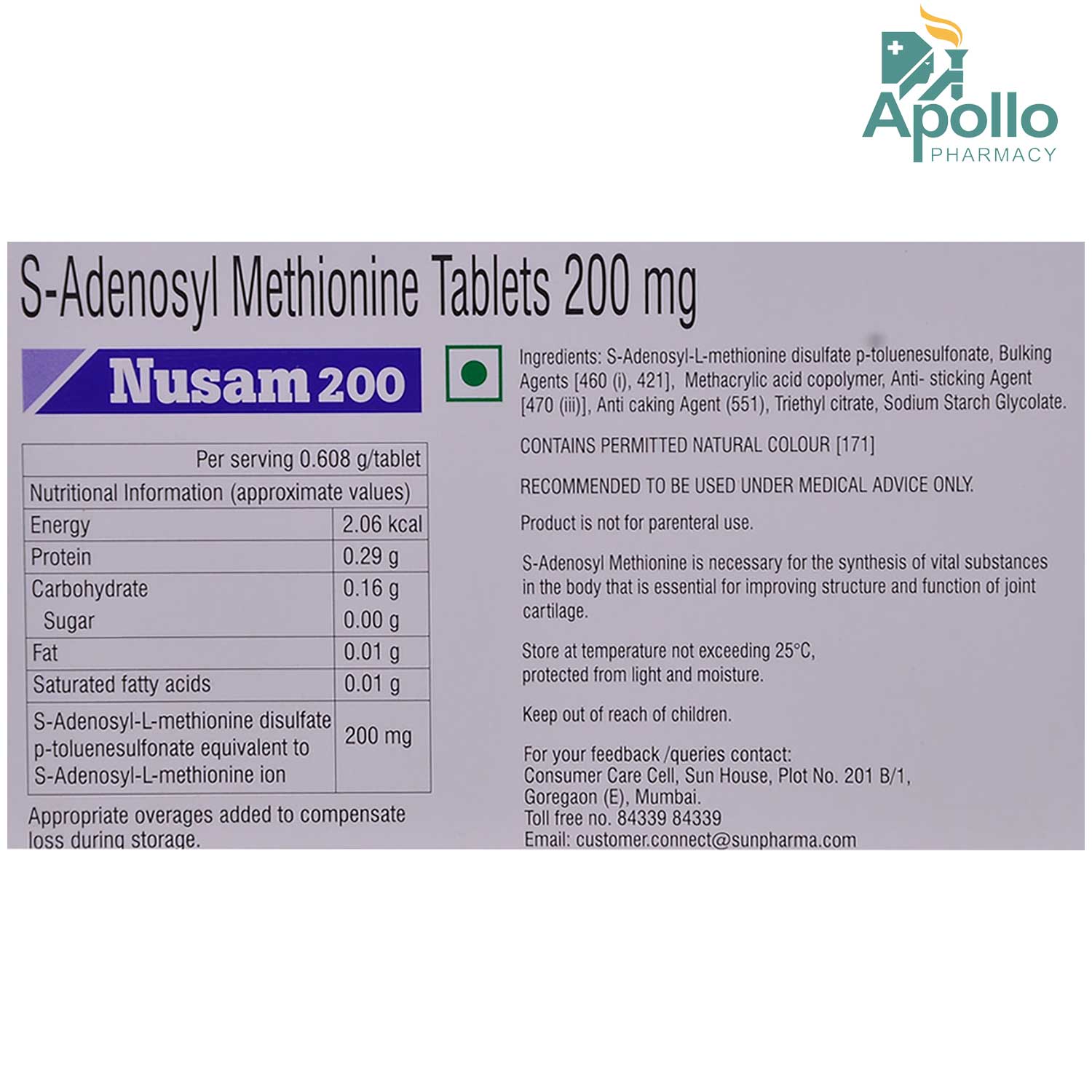 Nusam 200 Tablet 10's Price, Uses, Side Effects, Composition - Apollo ...