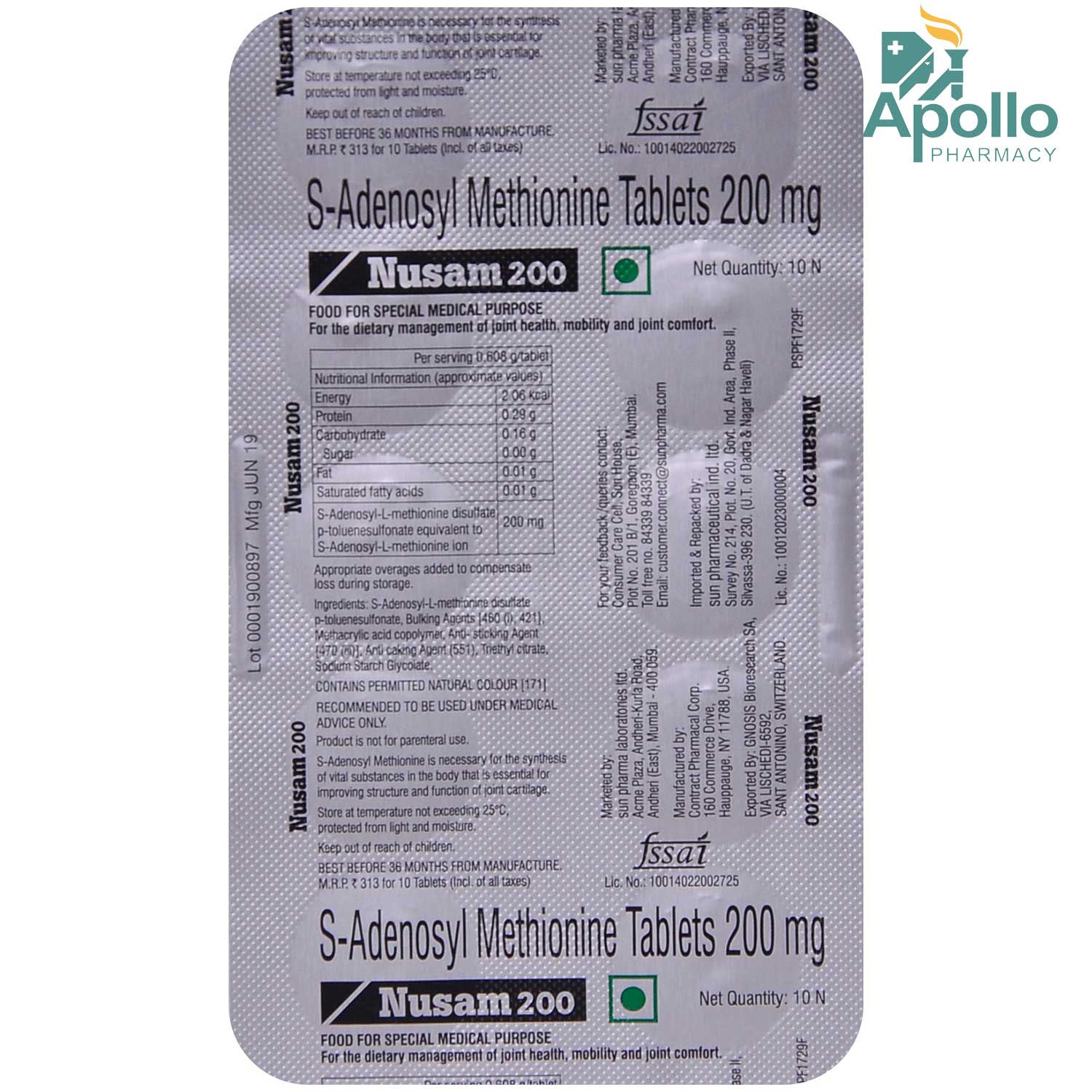 Nusam 200 Tablet 10's Price, Uses, Side Effects, Composition - Apollo ...