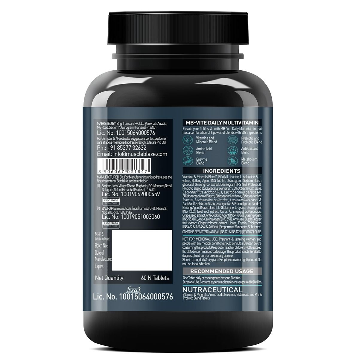 MuscleBlaze MB-VITE Daily Multivitamin, 60 tablets Price, Uses, Side ...