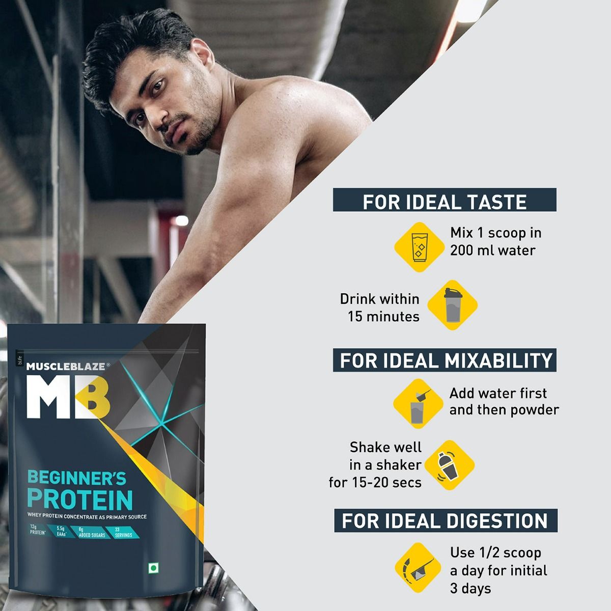 MuscleBlaze Beginner's Whey Protein Concentrate Chocolate Flavour ...