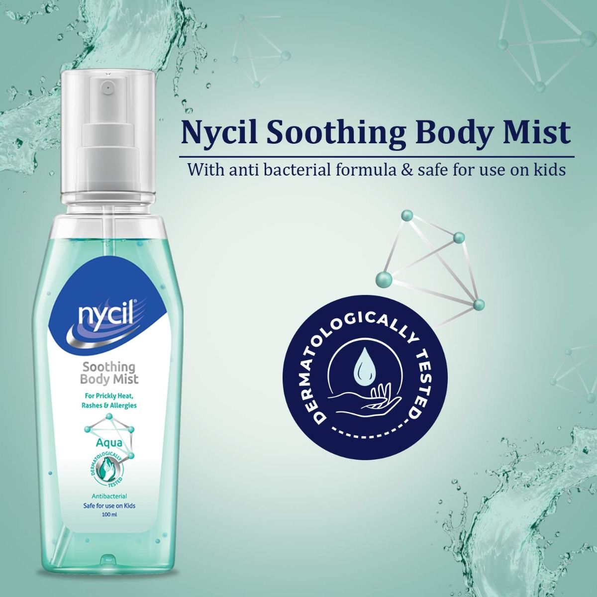 Nycil Body Mist Aqua Prickly Heat Spray, 100 ml Price, Uses, Side ...