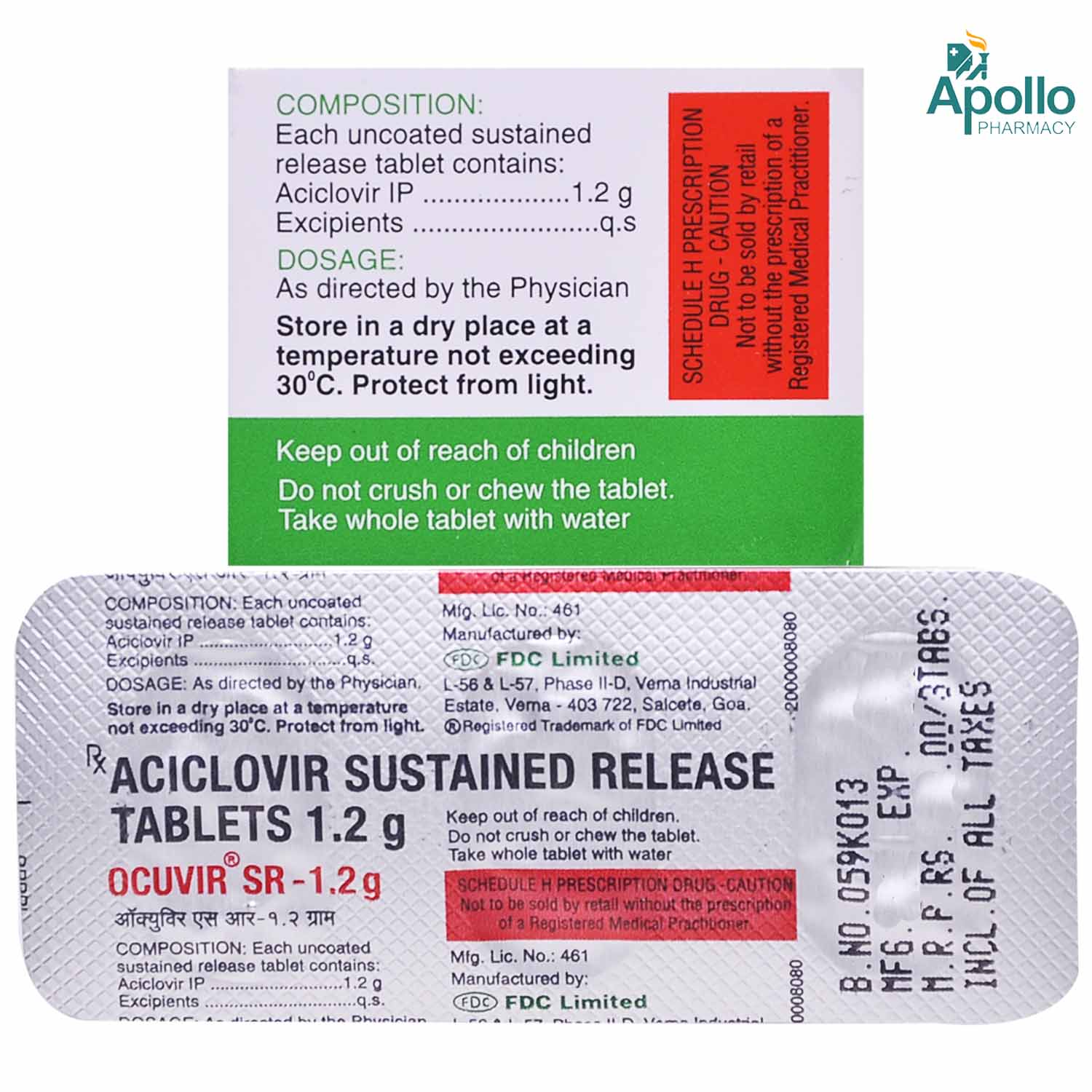 Ocuvir SR-1.2 gm Tablet 3's Price, Uses, Side Effects, Composition ...