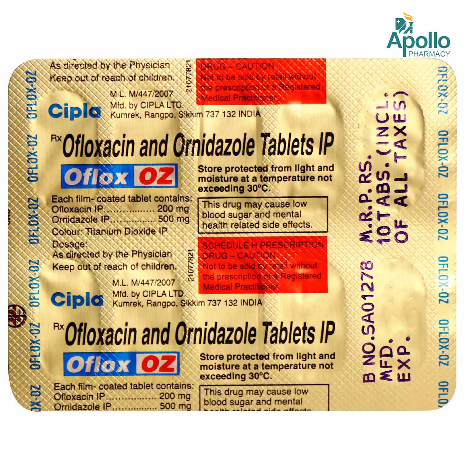 Oflox OZ Tablet 10's Price, Uses, Side Effects, Composition - Apollo Pharmacy