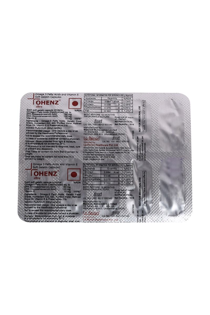 Ohenz Softgel Capsule 10's Price, Uses, Side Effects, Composition ...