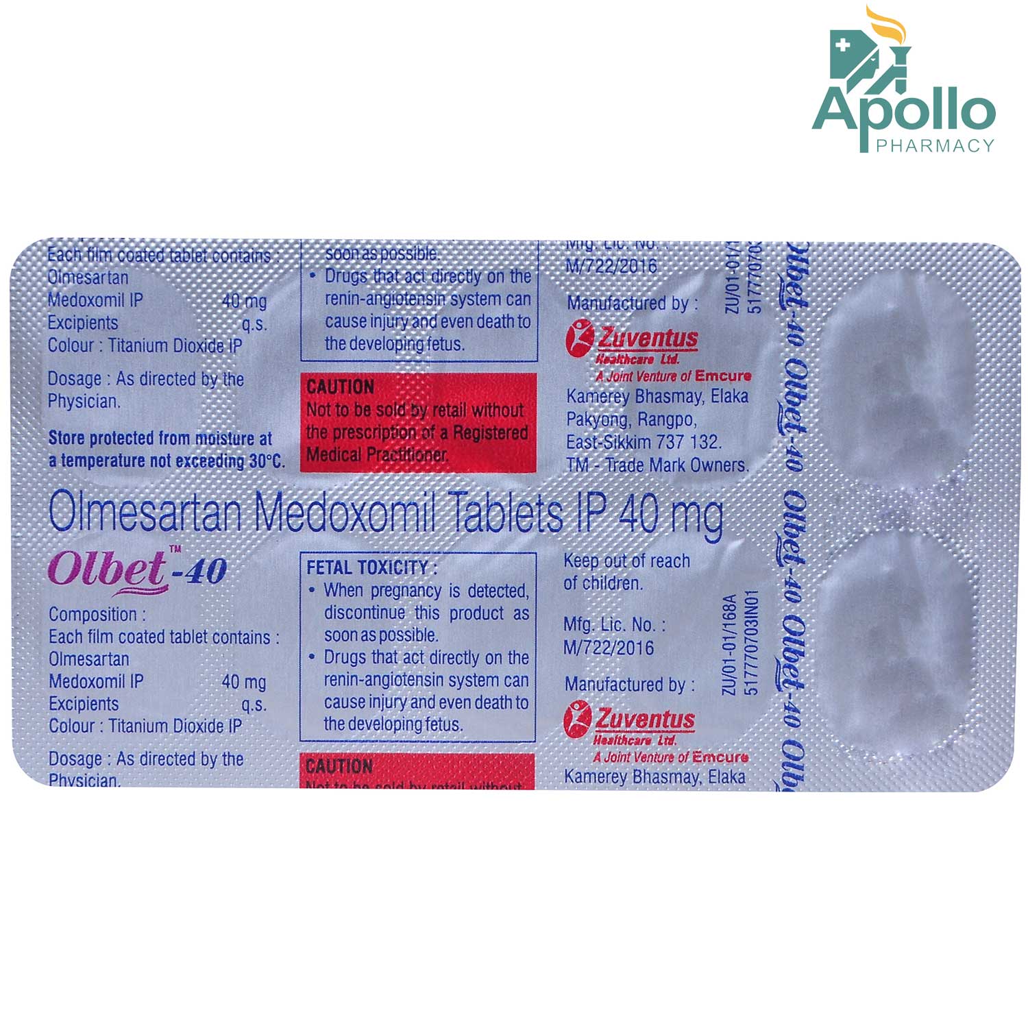 Olbet-40 Tablet 10's Price, Uses, Side Effects, Composition - Apollo ...