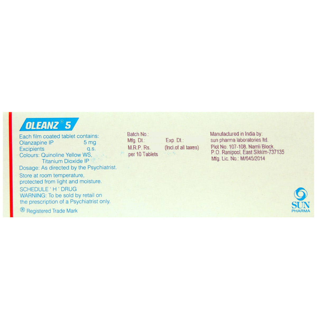 Oleanz 5 Tablet 10's Price, Uses, Side Effects, Composition - Apollo ...