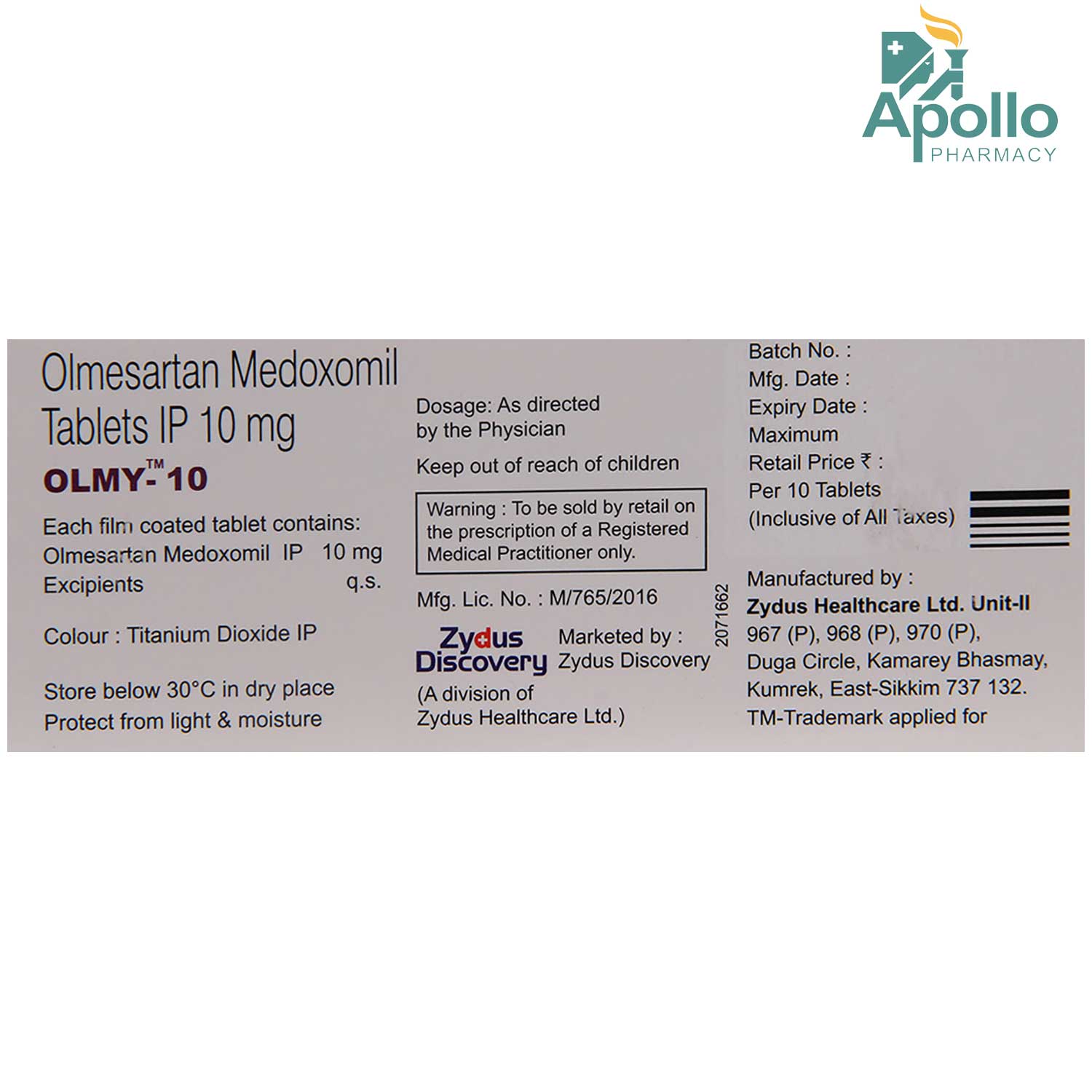 Olmy-10 Tablet 10's Price, Uses, Side Effects, Composition - Apollo ...