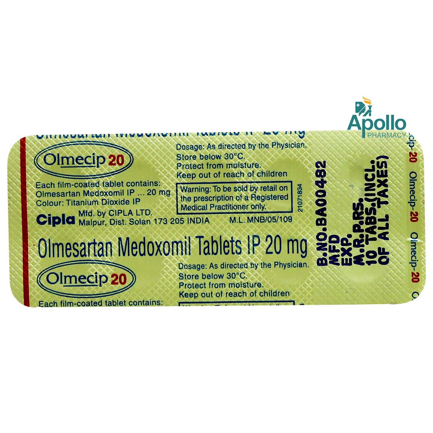 Olmecip 20 Tablet 10's Price, Uses, Side Effects, Composition - Apollo ...