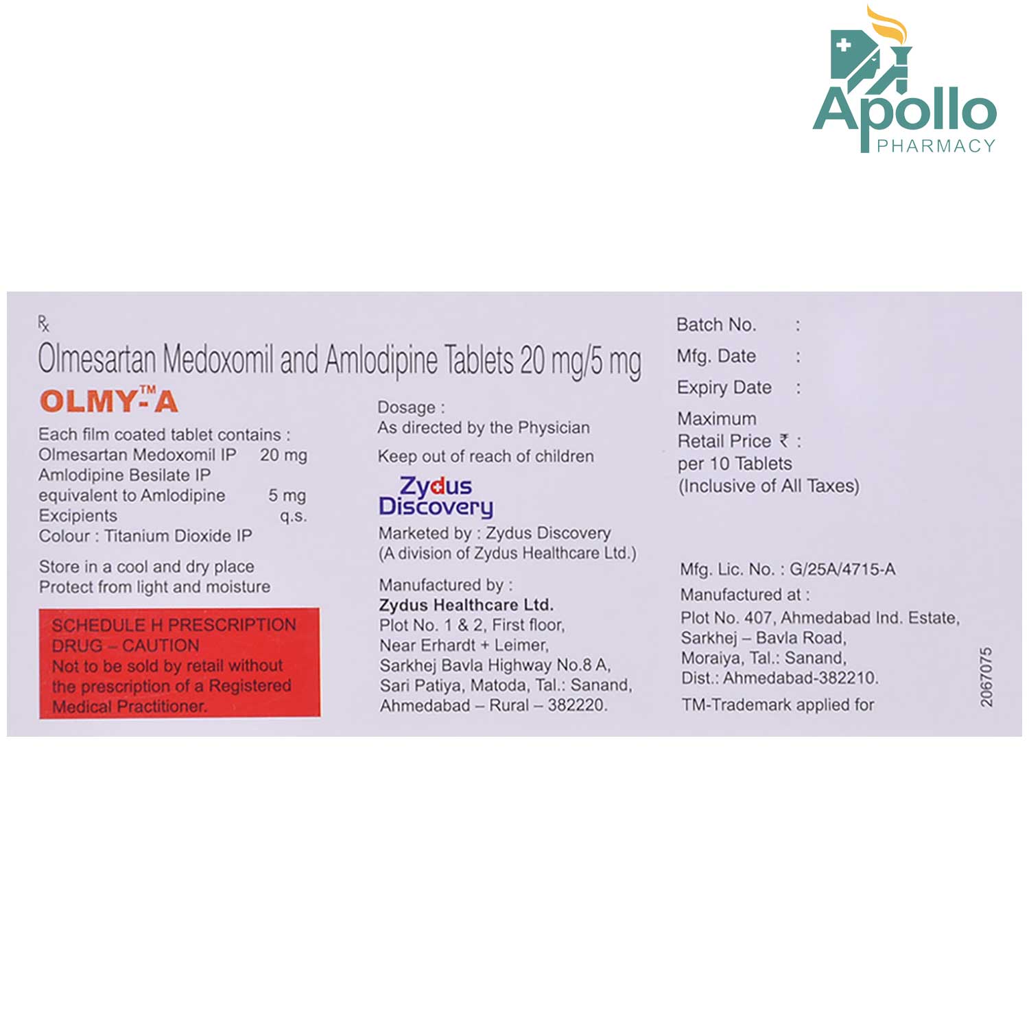 Olmy A Tablet 10's Price, Uses, Side Effects, Composition - Apollo Pharmacy