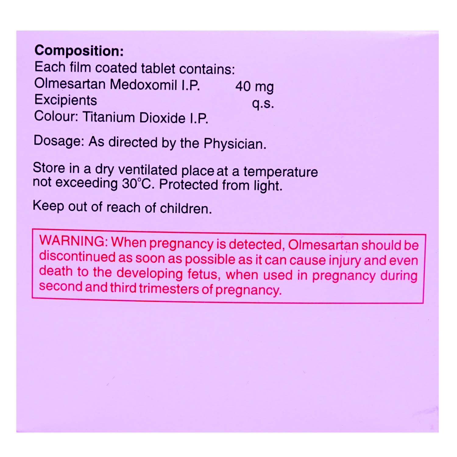 Olmax-40 Tablet 15's Price, Uses, Side Effects, Composition - Apollo ...