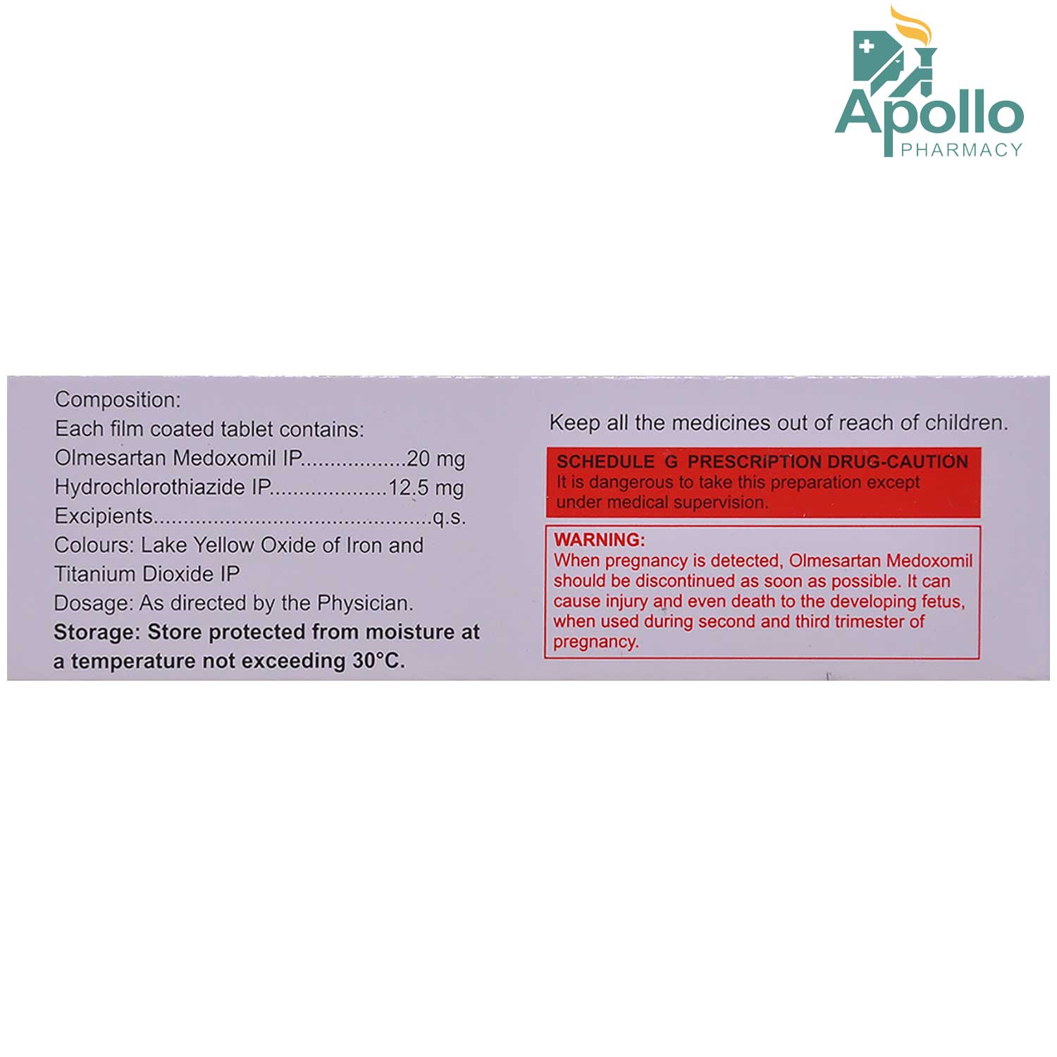 Olmin 20-H Tablet 10's Price, Uses, Side Effects, Composition - Apollo ...