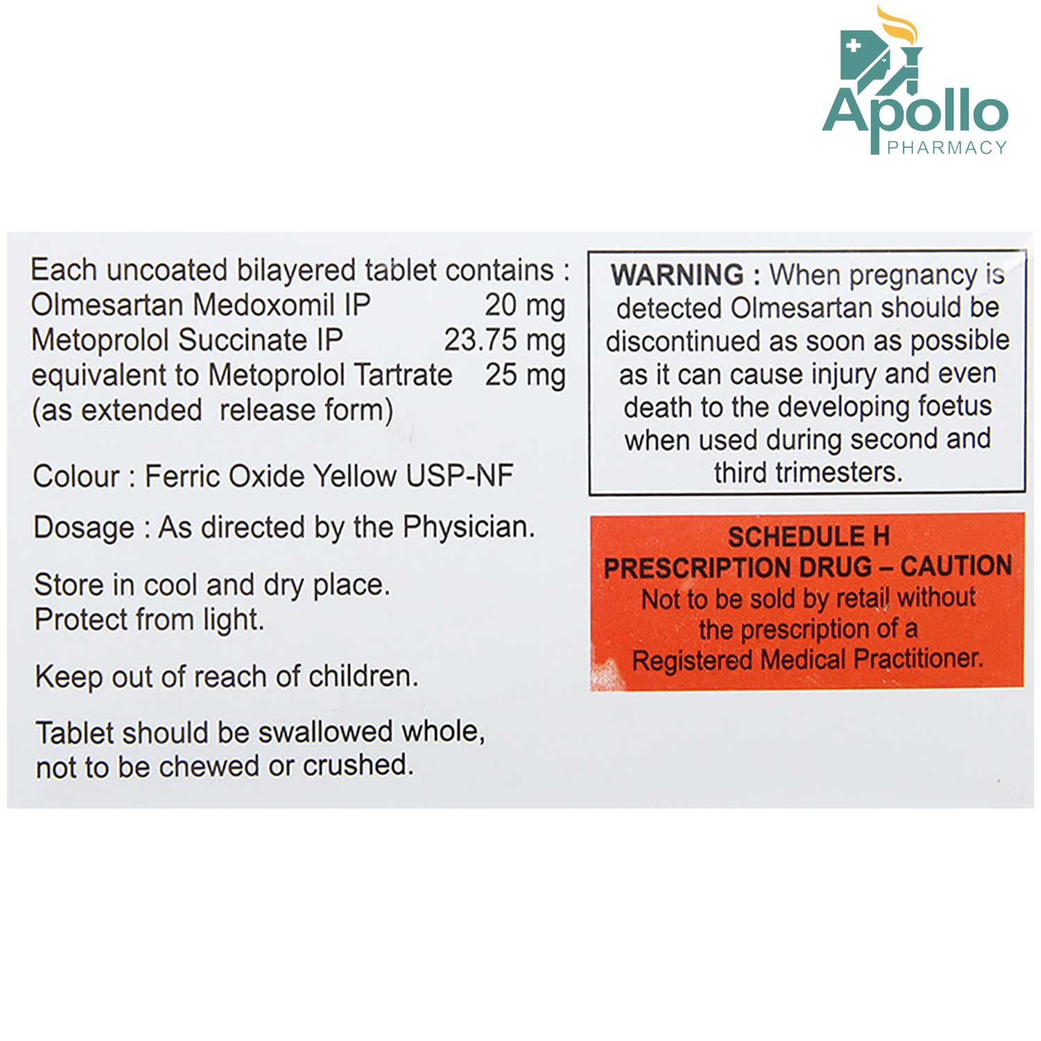 Olmesar-M 25 Tablet 10's Price, Uses, Side Effects, Composition ...