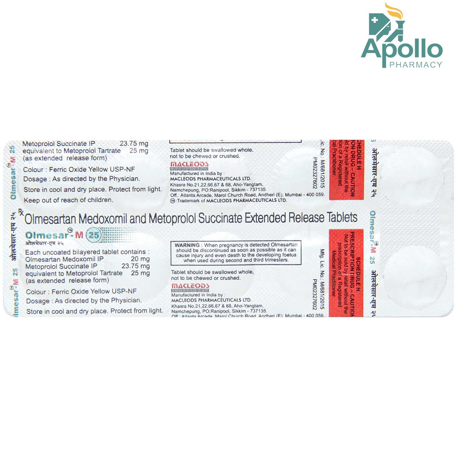 Olmesar-M 25 Tablet 10's Price, Uses, Side Effects, Composition ...