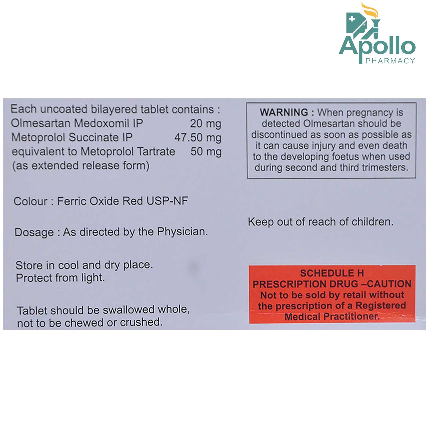 Olmesar-M 50 Tablet 10's Price, Uses, Side Effects, Composition ...