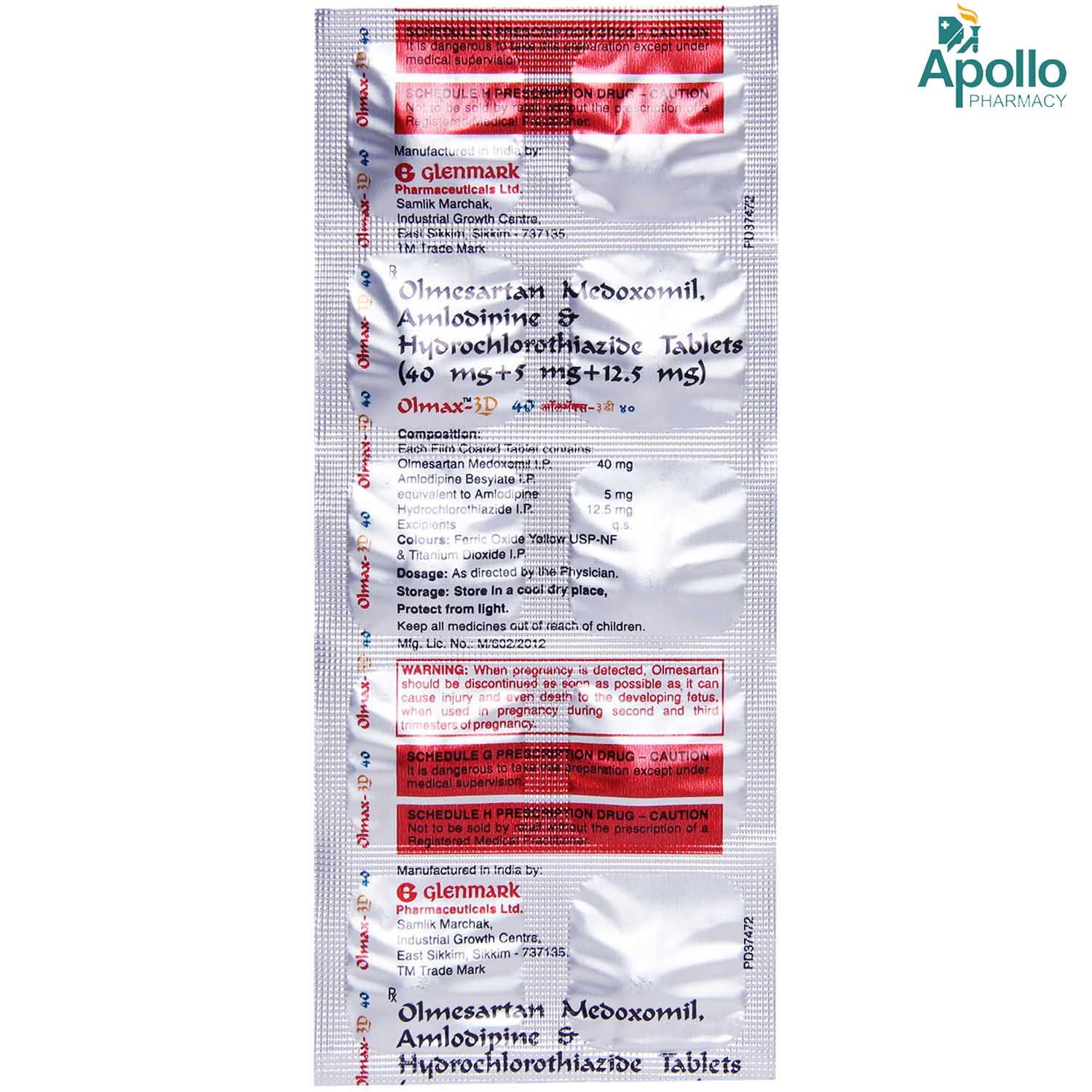 Olmax-3D 40 Tablet 10's Price, Uses, Side Effects, Composition - Apollo ...
