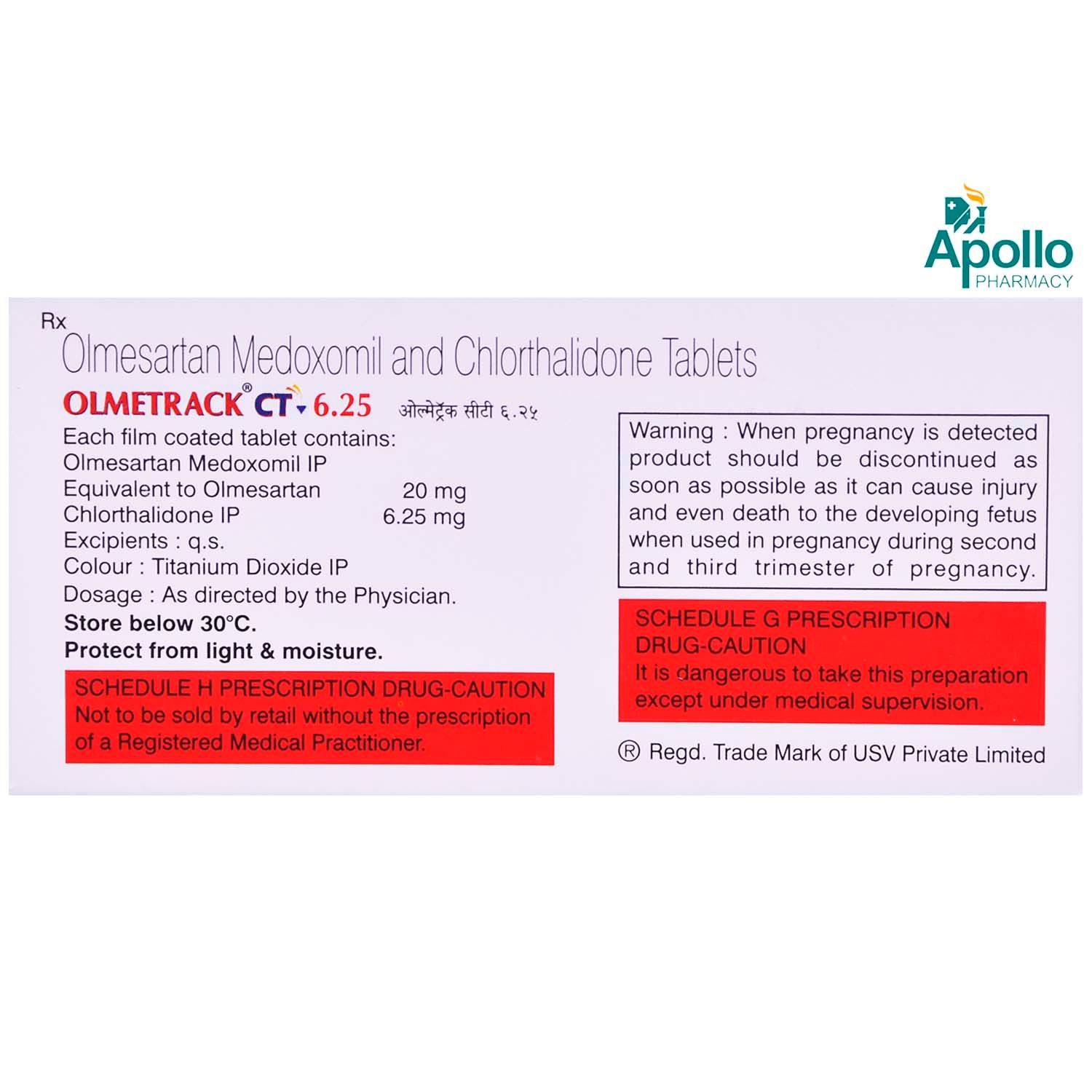 Olmetrack CT 6.25 Tablet 10's Price, Uses, Side Effects, Composition ...