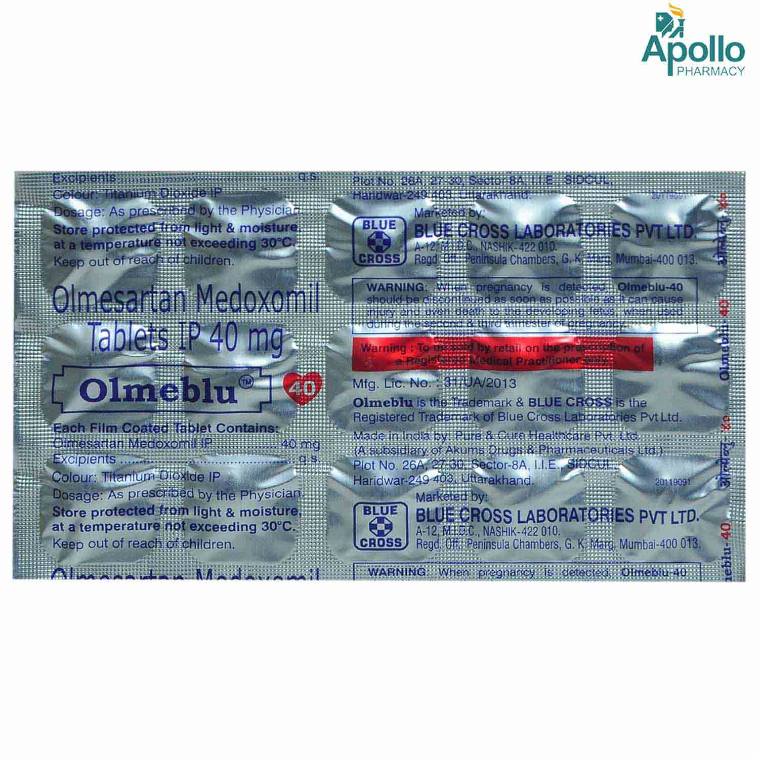 Olmeblu 40 Tablet 15's Price, Uses, Side Effects, Composition - Apollo ...
