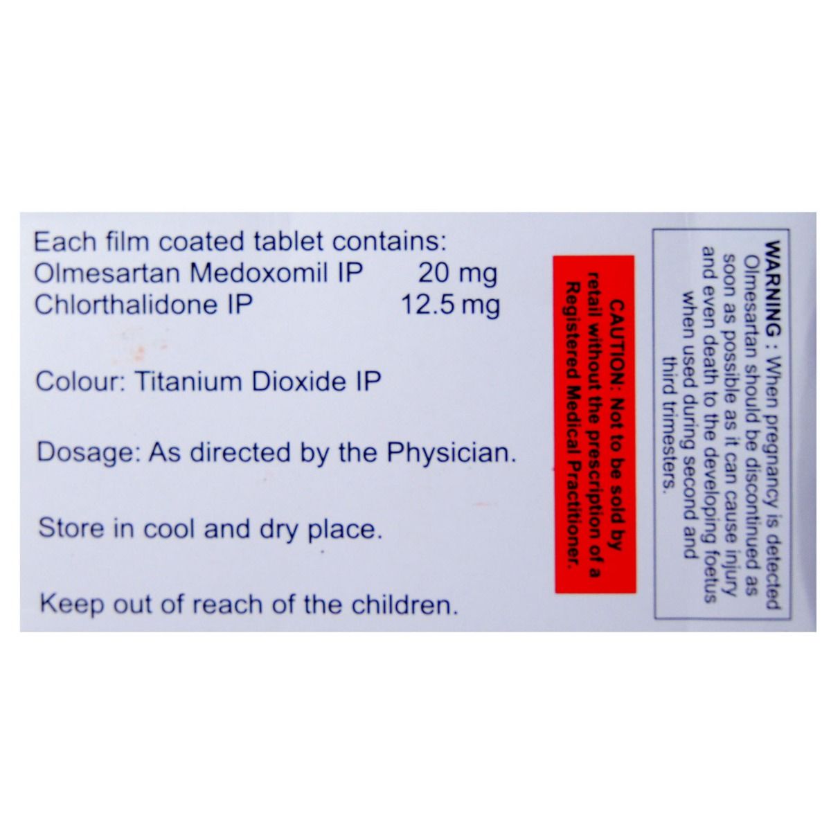 Olmesar CH 20 Tablet 15's Price, Uses, Side Effects, Composition ...