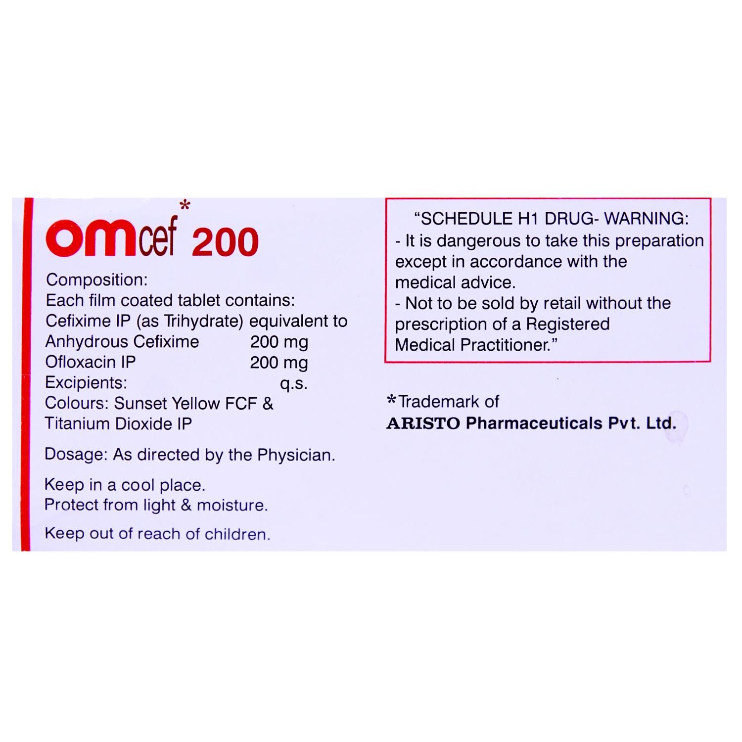 OMCEF 200MG TABLET Price, Uses, Side Effects, Composition - Apollo Pharmacy