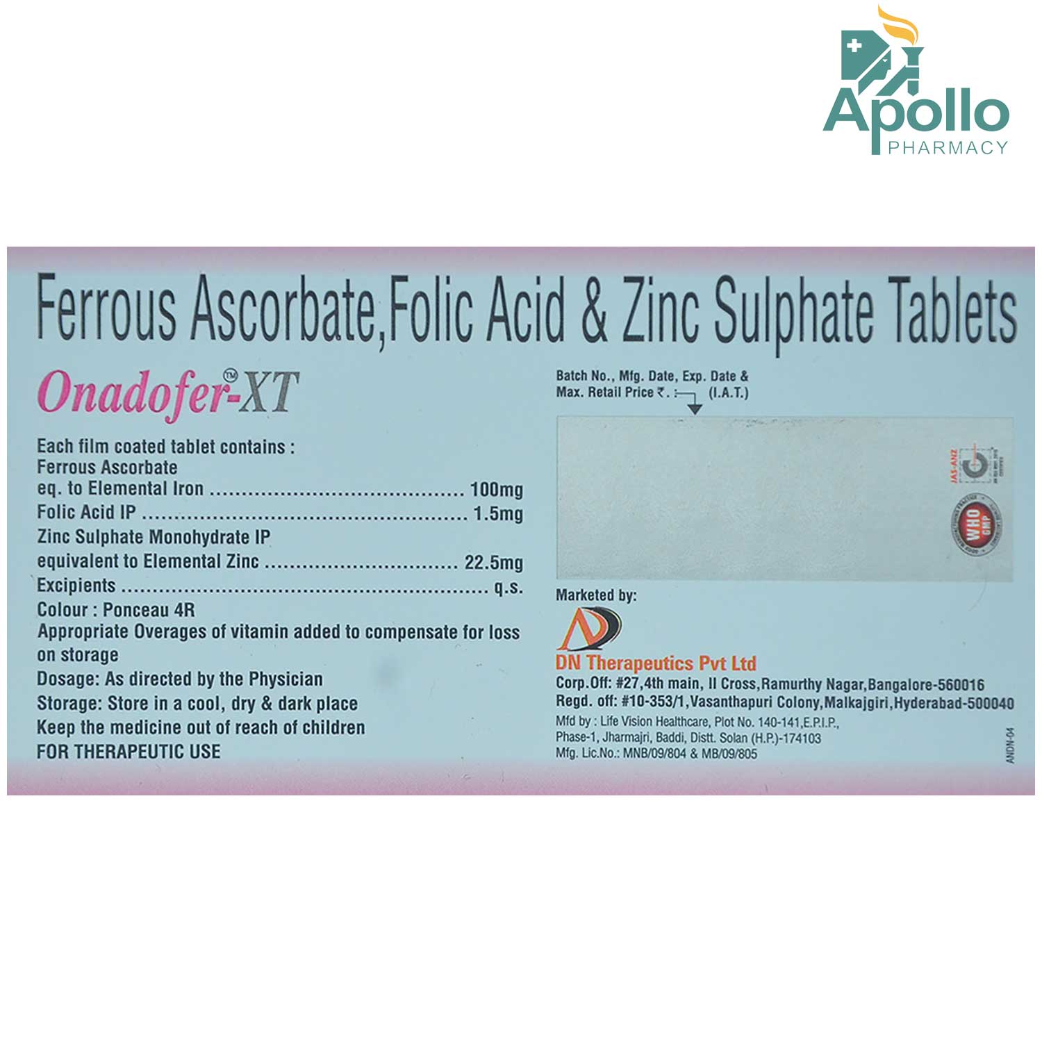 Onadofer-XT Tablet 10's Price, Uses, Side Effects, Composition - Apollo ...