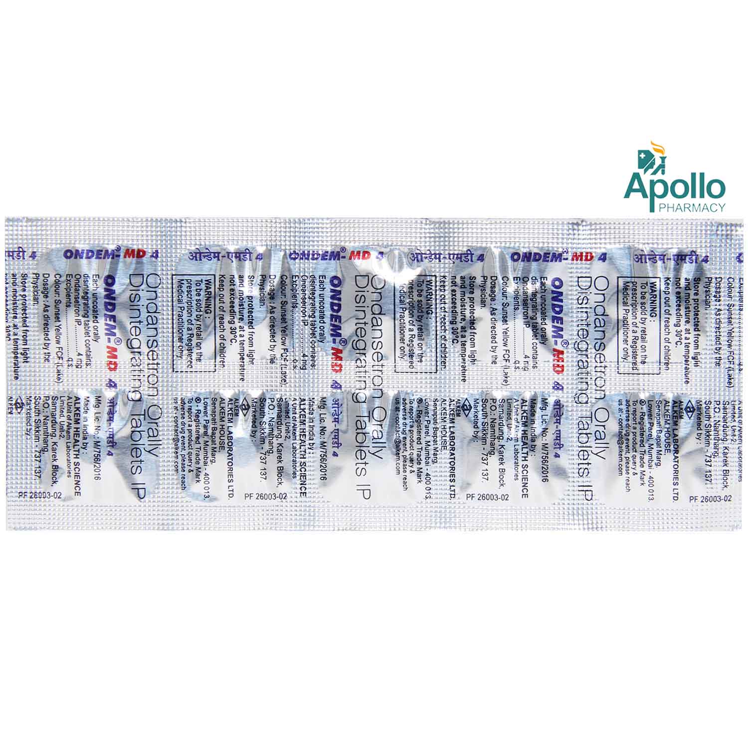 Ondem-MD 4 Tablet 10's Price, Uses, Side Effects, Composition - Apollo ...