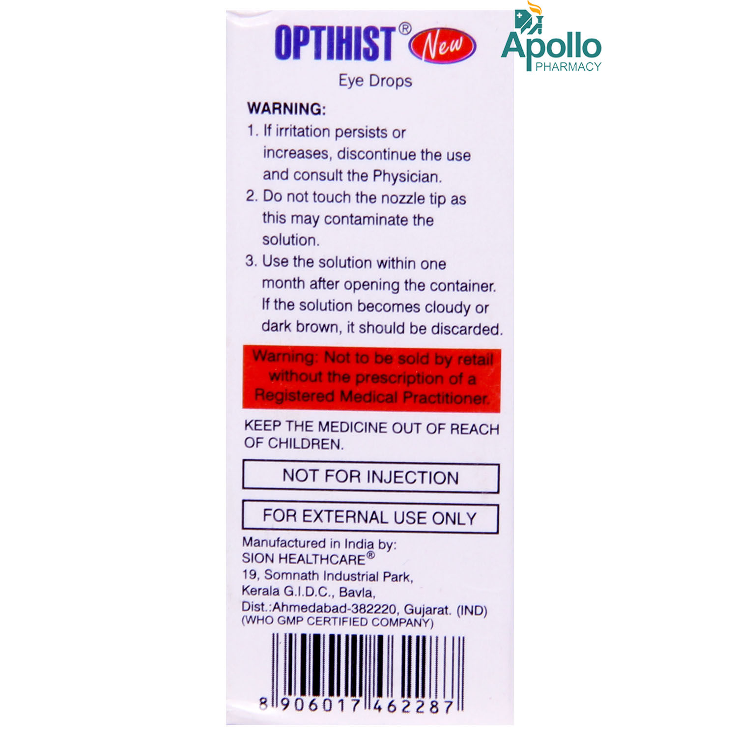 Optihist Eye Drop 5ml Price, Uses, Side Effects, Composition - Apollo ...